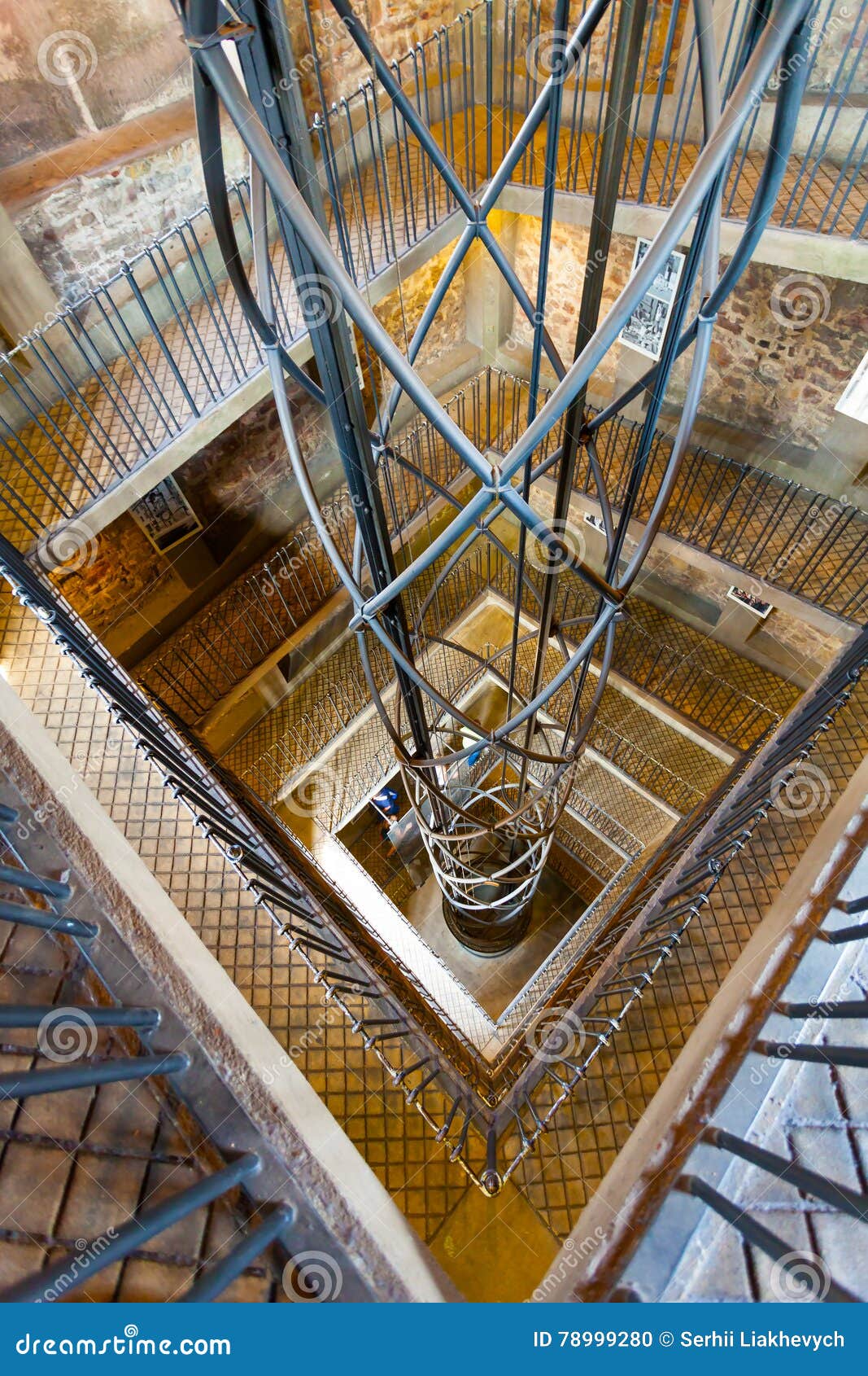 Elevator In The Spiral Tube And A Ramp In The Square. Abstract Interior ...