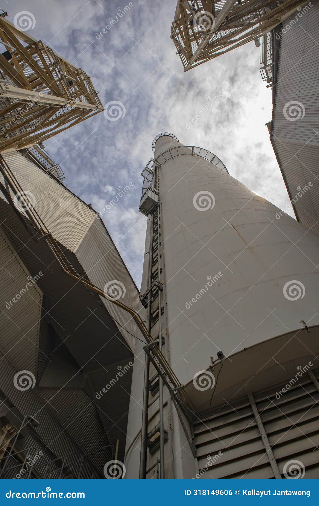 About the Elevator at Stack Tall of Power Plant among Structure Stock ...