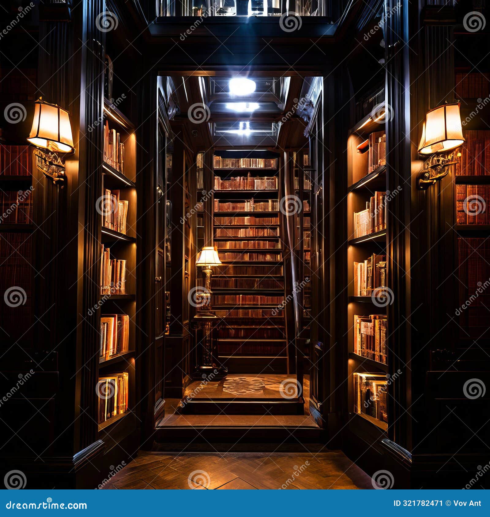 An Elevator Transformed into a Cozy Library with Shelves Fille Stock ...