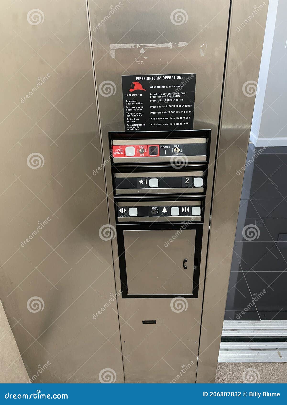 Elevator User Control Panel One and Two Floors Looking Down Stock Photo ...