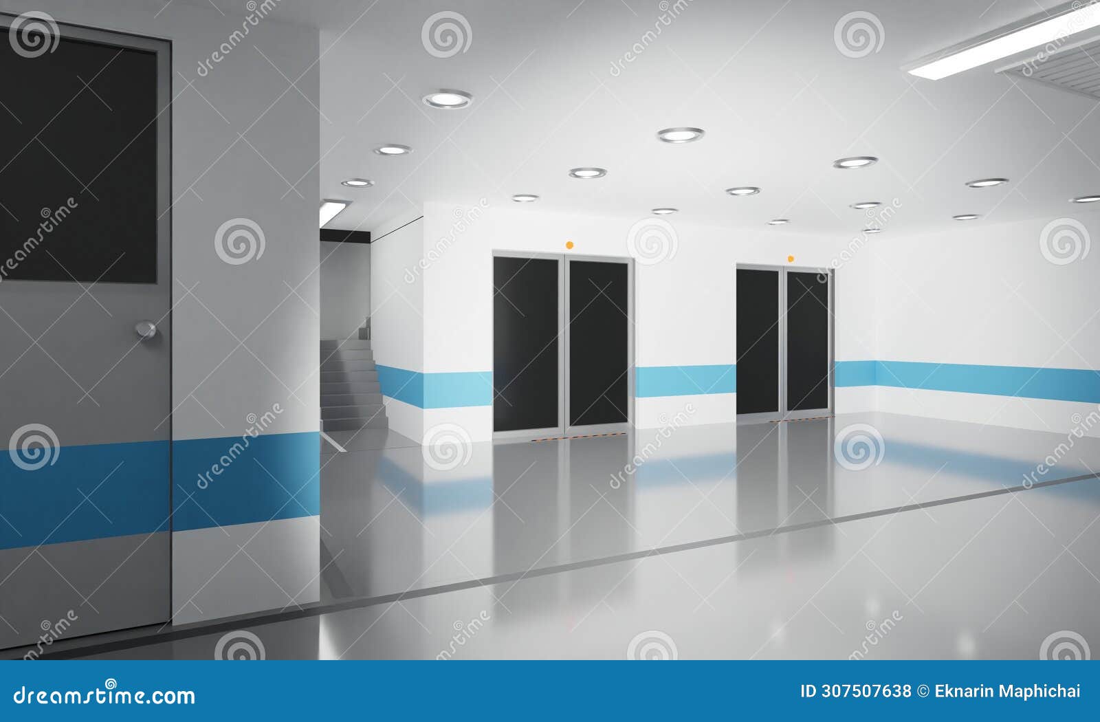 Elevators Door in Hospital Interior Scene Stock Illustration - Illustration of door, indoor ...