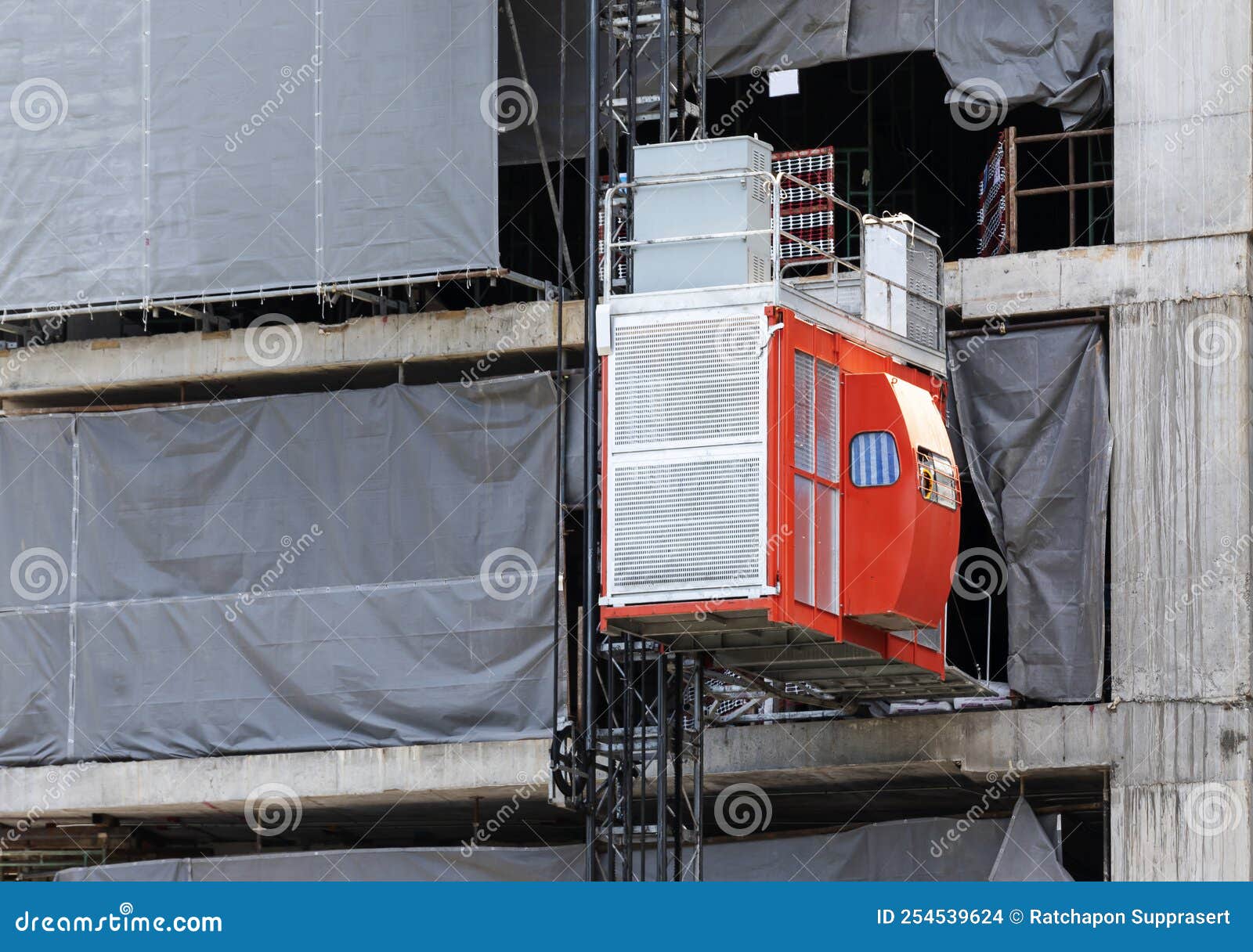 Elevators for Engineer at Construction Site Stock Photo - Image of ...