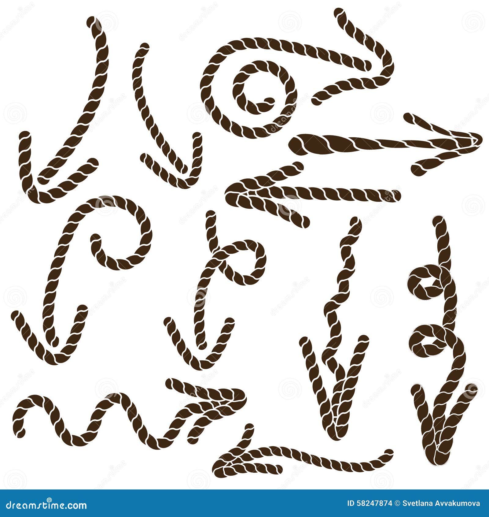 Eleven Brown Arrows from the Rope. Stock Vector - Illustration of ...