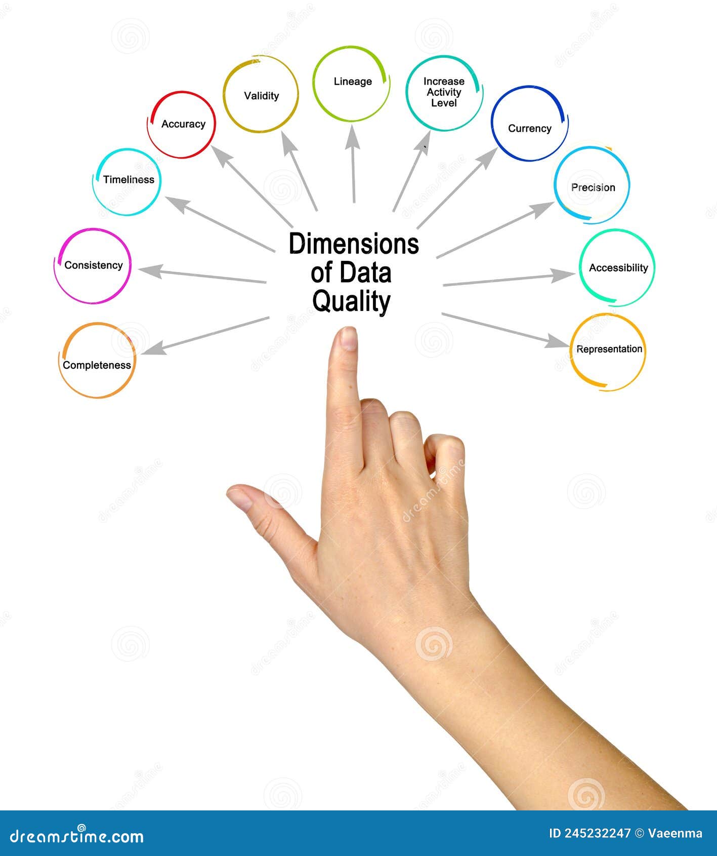 Dimensions of Data Quality stock image. Image of timeliness - 245232247