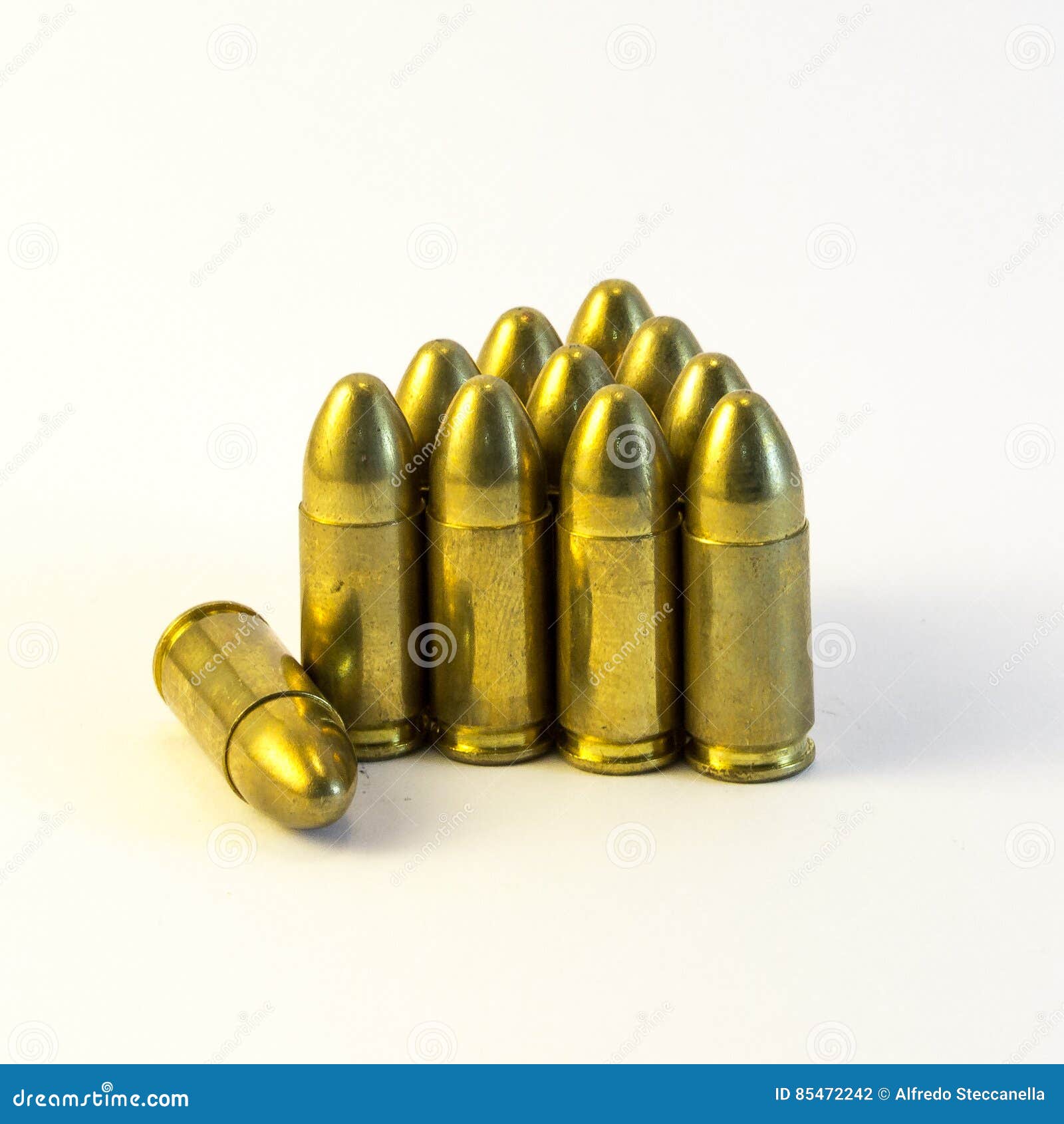 Eleven gold Bullets stock photo. Image of military, brass - 85472242