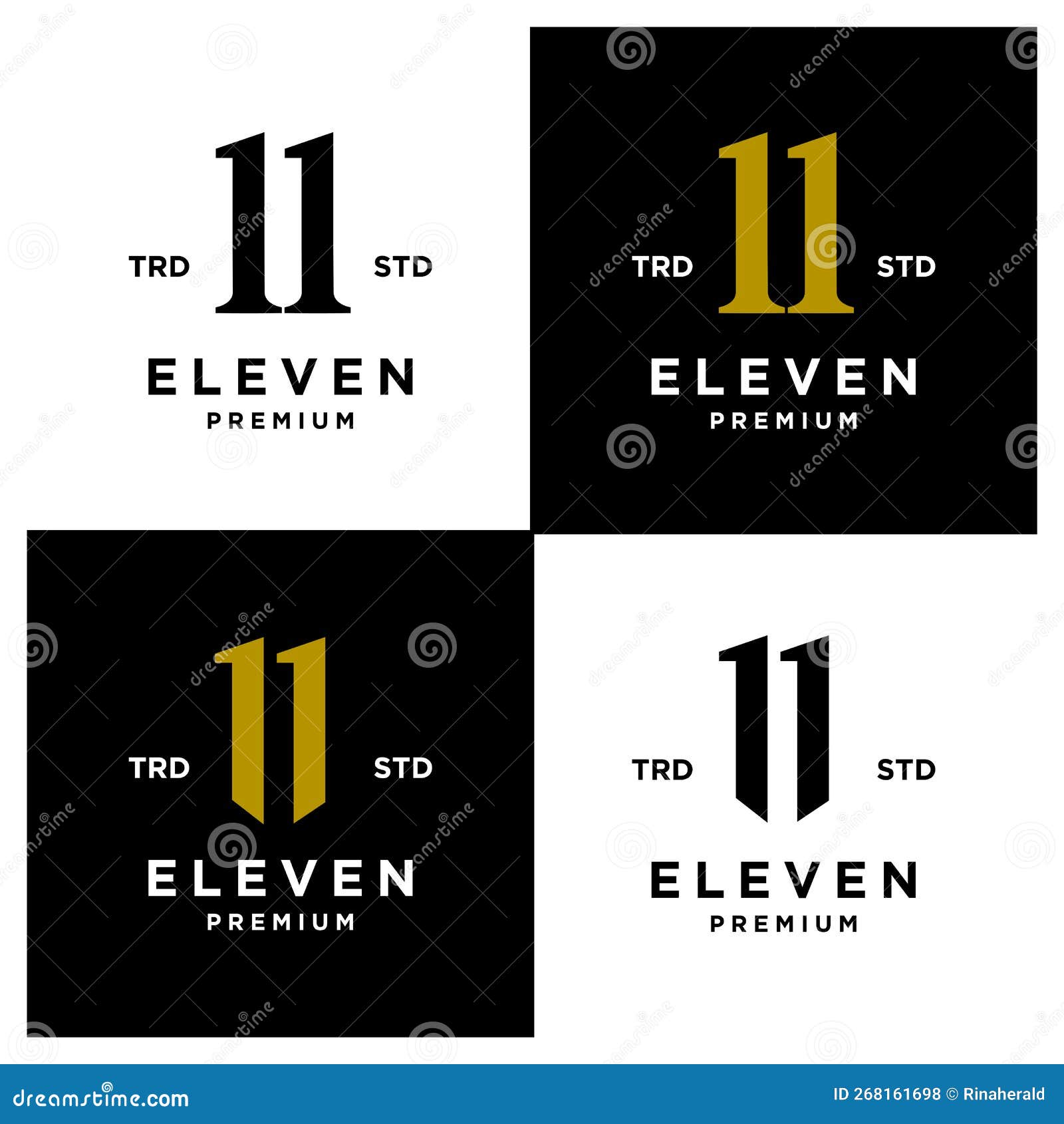 Eleven Initial Number 11 Icon Design Logo Minimal Set Collection Stock ...
