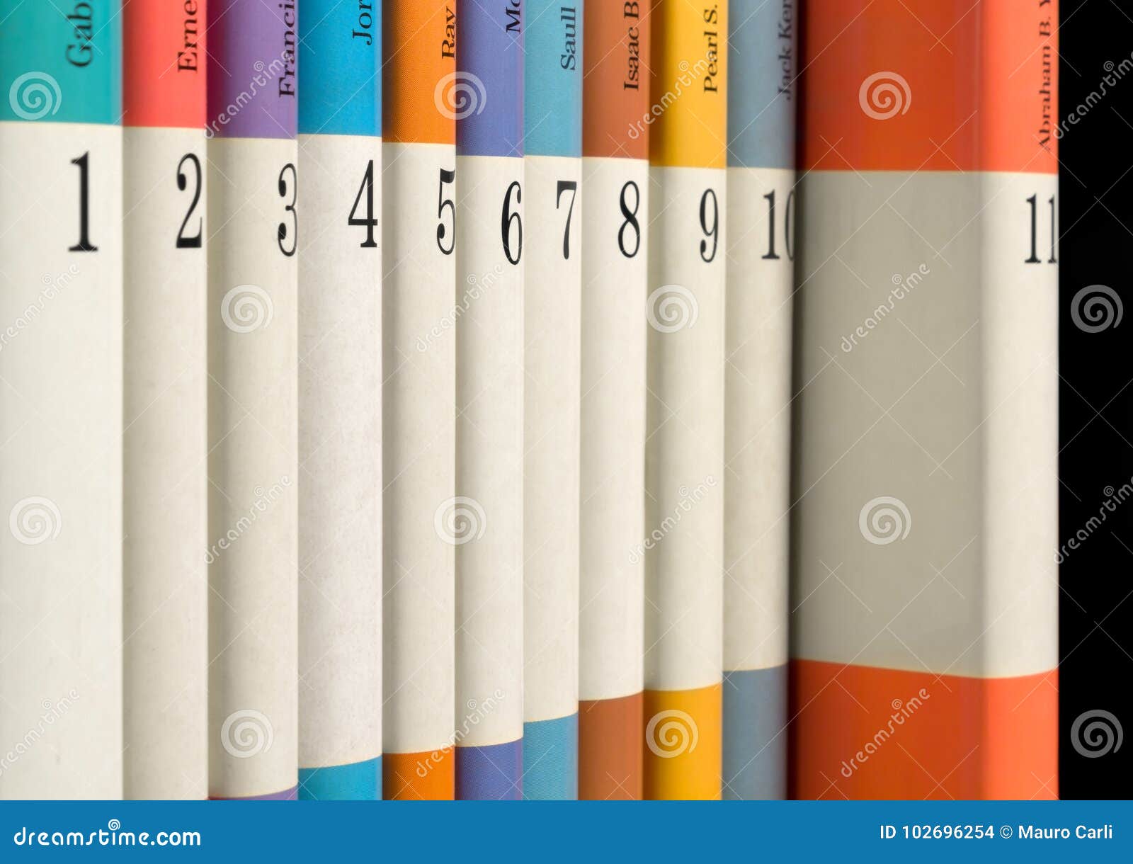 Numbered Books in a Row stock photo. Image of hard, bookstore - 102696254