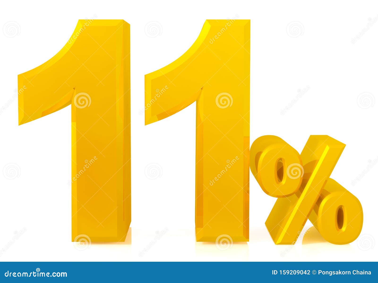 Eleven Percent Gold 3d Rendering On White Background Stock Illustration ...