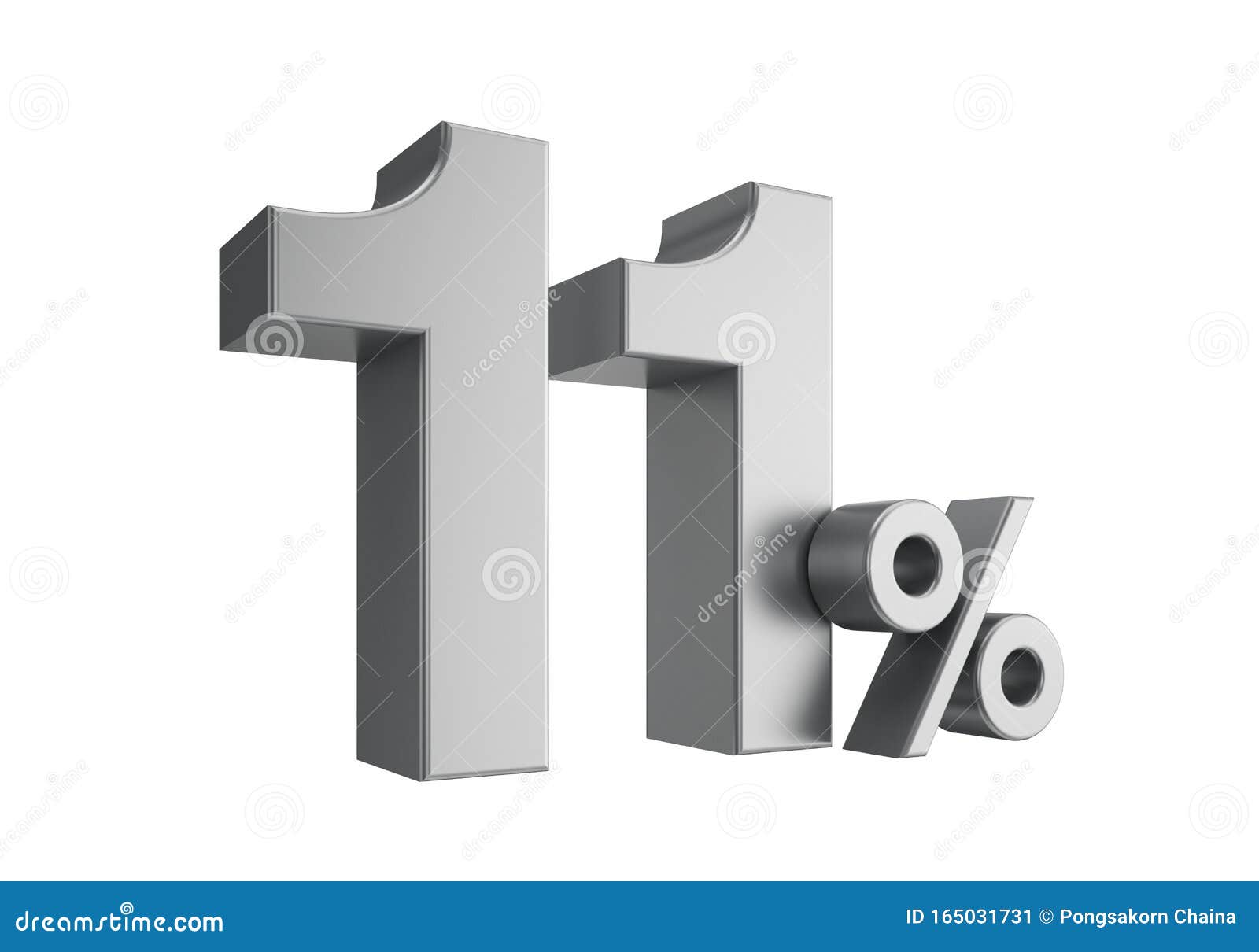 Eleven Percent or 11 Isolated on White Background. 3d Rendering Stock ...