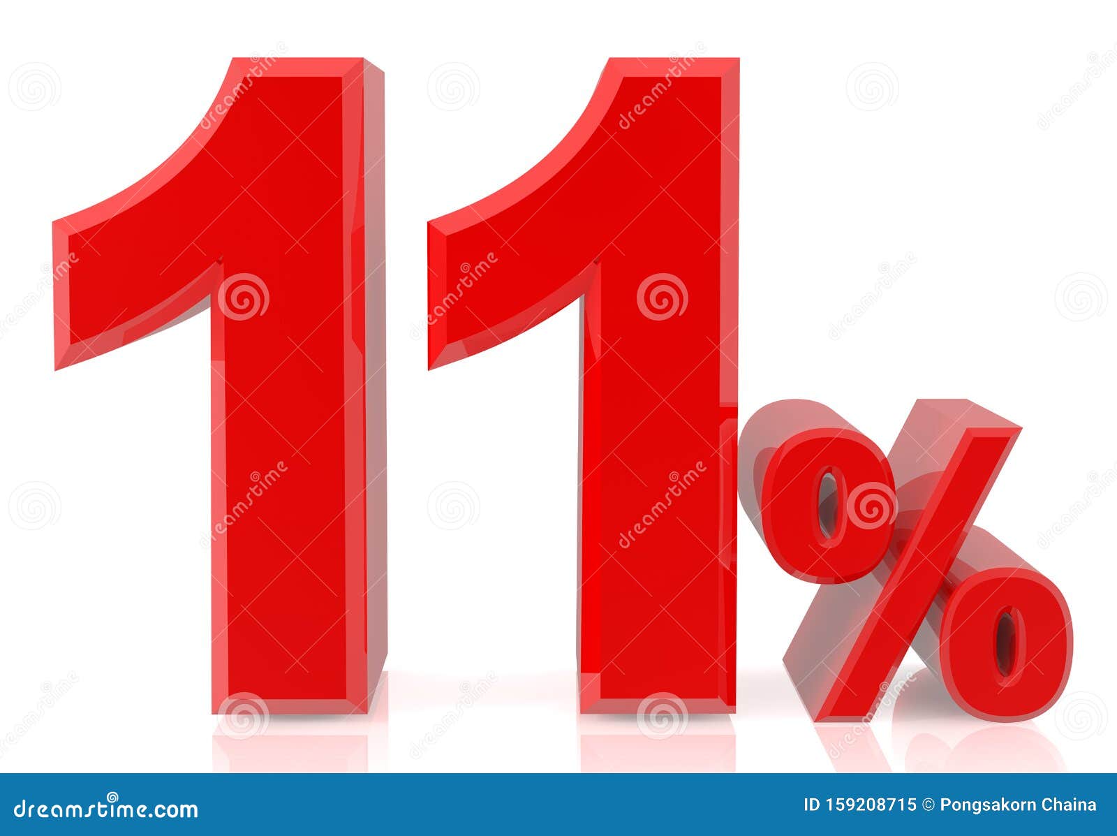 Eleven Percent Red 3d Rendering on White Background Stock Illustration ...
