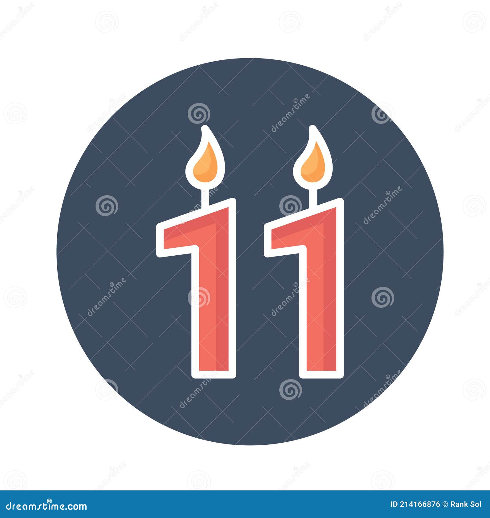 Eleven Sign with Candle Vector Icon Which Can Easily Modify or Edit ...