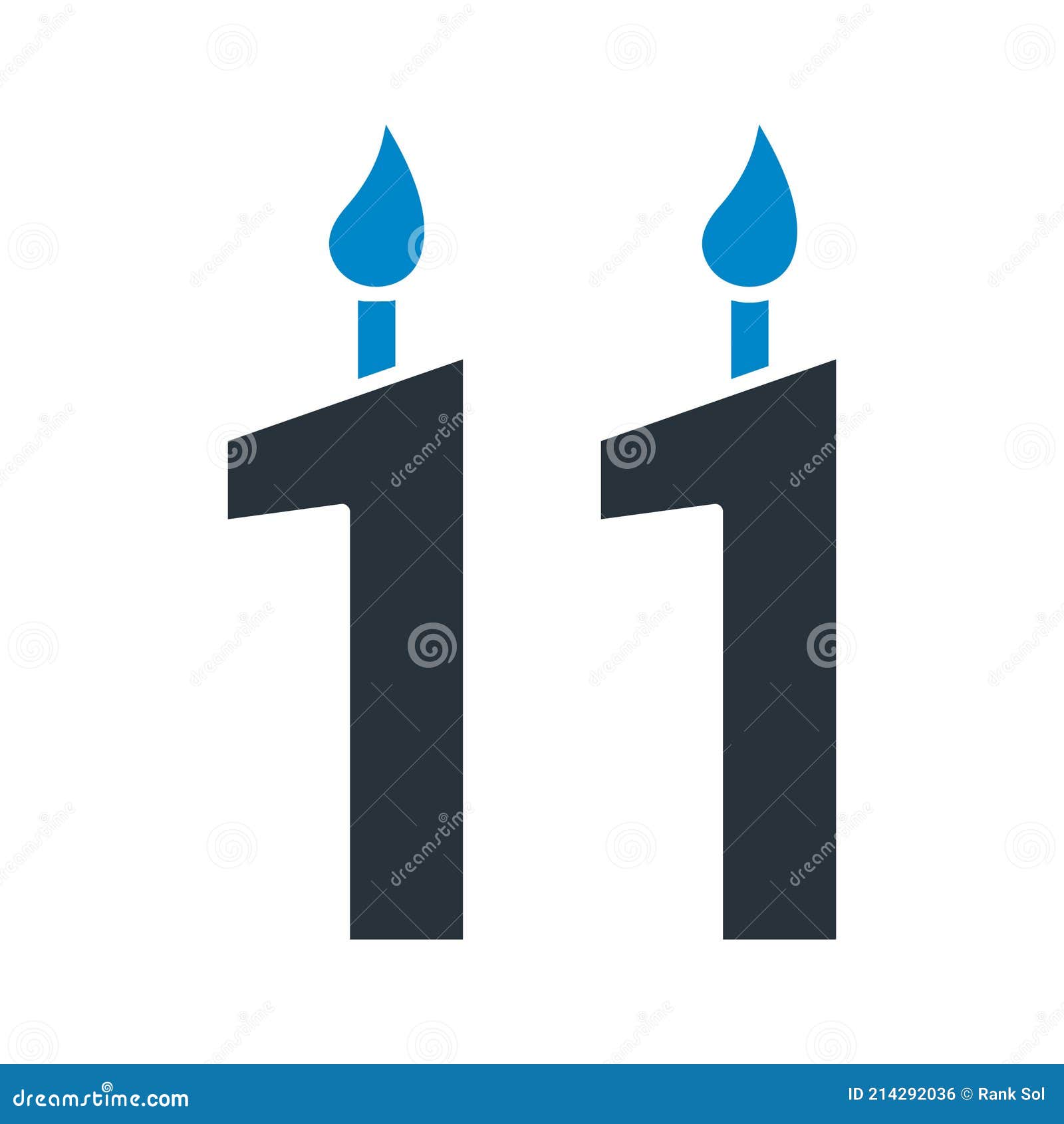 Eleven Sign with Candle Vector Icon Which Can Easily Modify or Edit ...