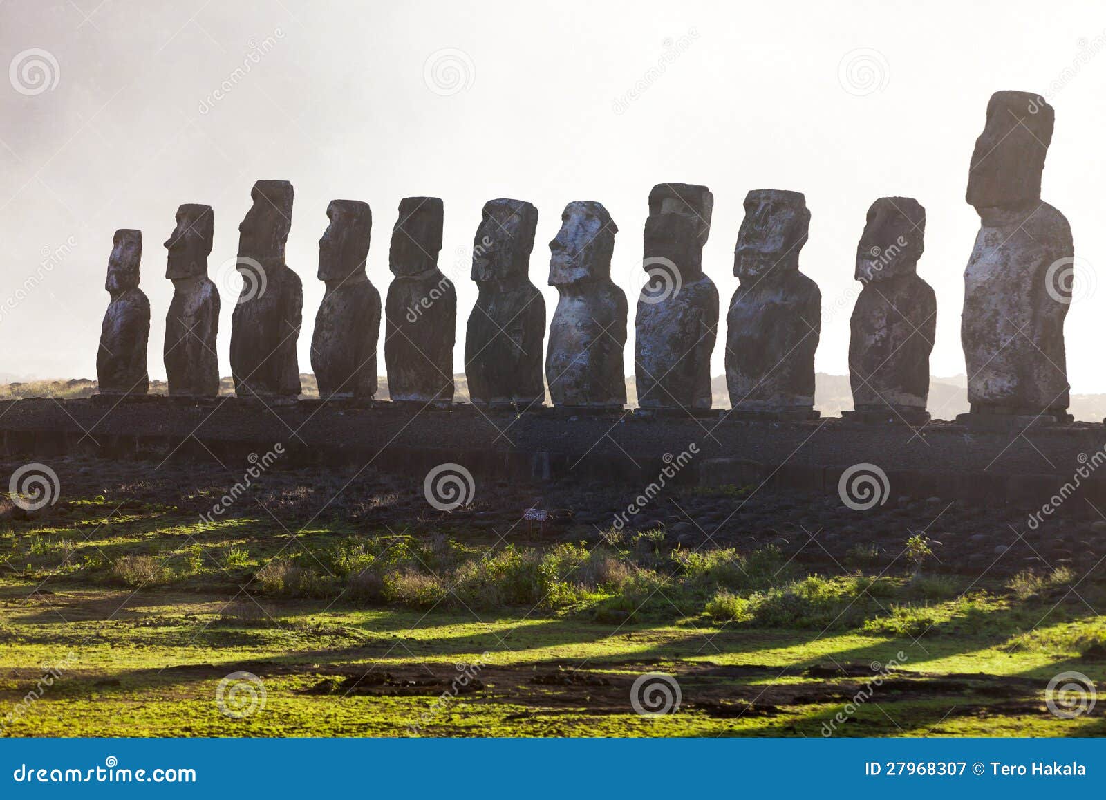 One Standing Moai In Evening Sunlight Stock Photography | CartoonDealer ...