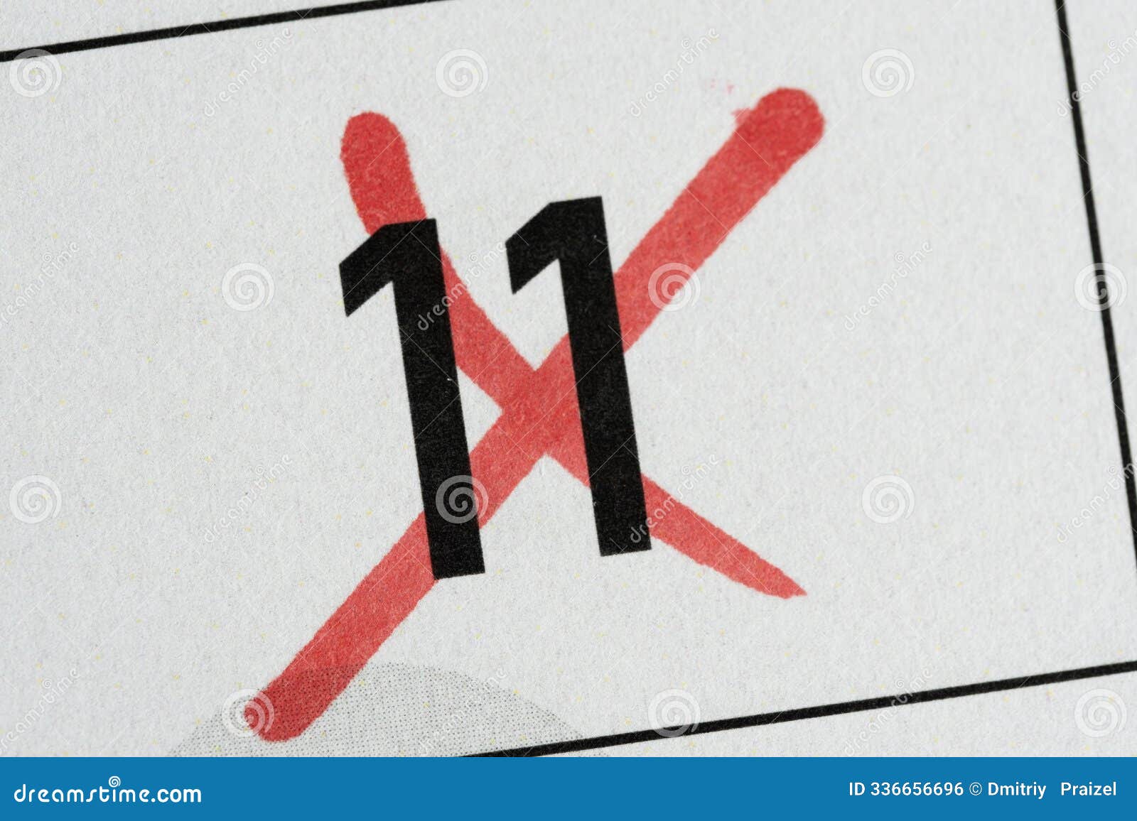 Eleventh Number is Crossed Out with Red Marker on the Calendar. Stock ...
