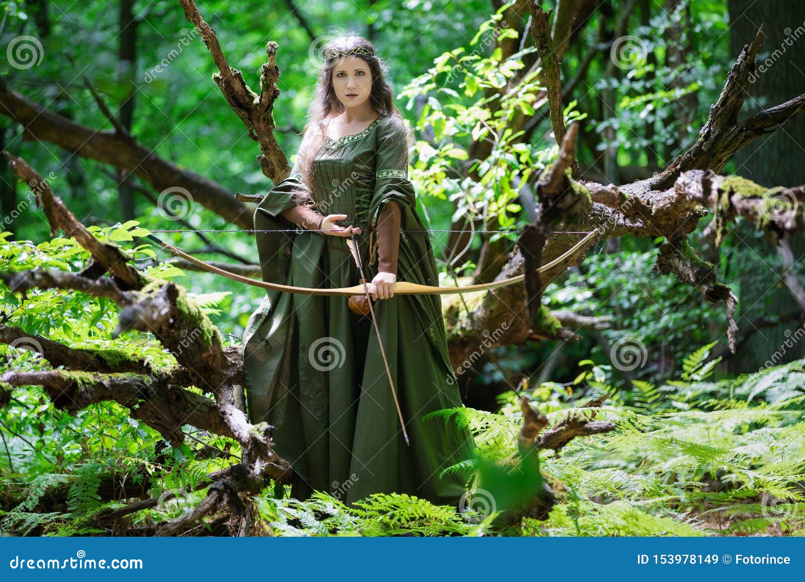 Elf archer with a bow stock image. Image of nature, arrow - 153978149
