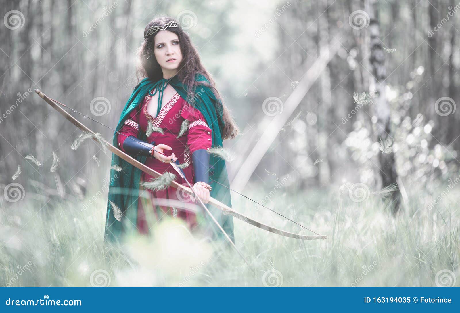 An elf archer with a bow stock image. Image of archer - 163194035