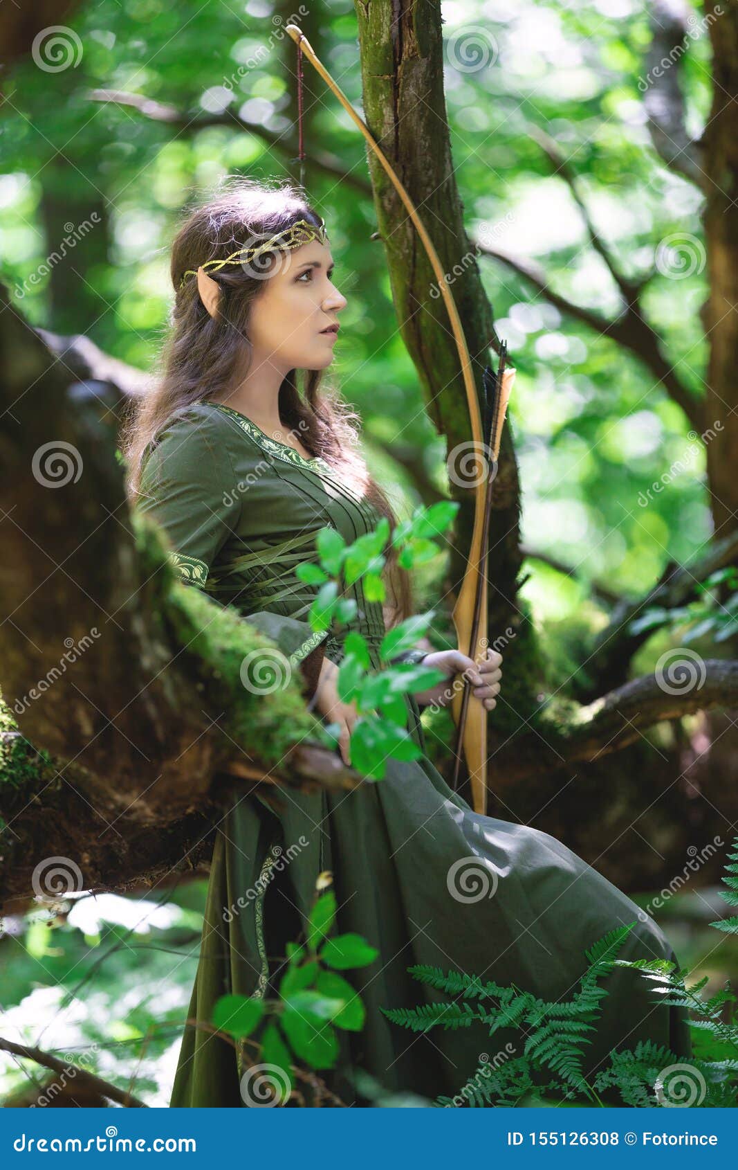 Elf archer with a bow stock photo. Image of epic, hair - 155126308