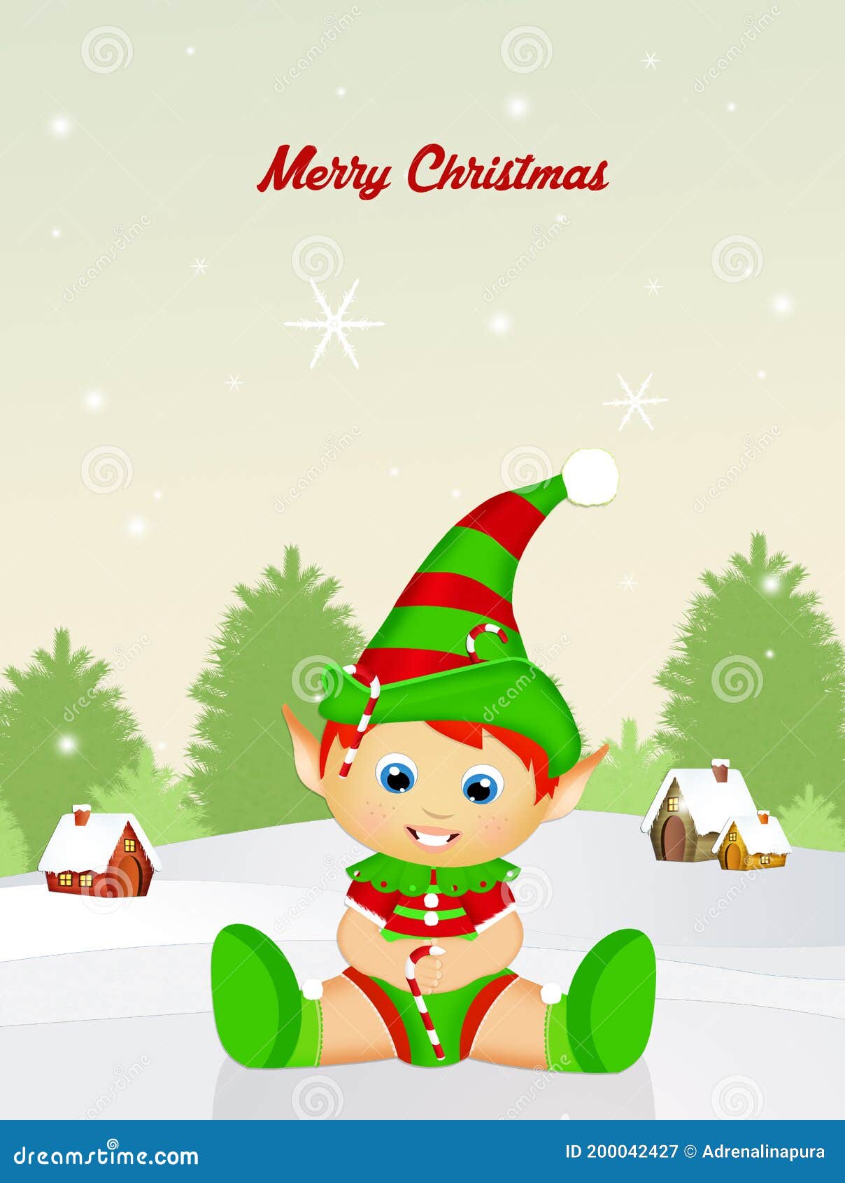 Elf baby Christmas stock image. Image of child, winter - 200042427