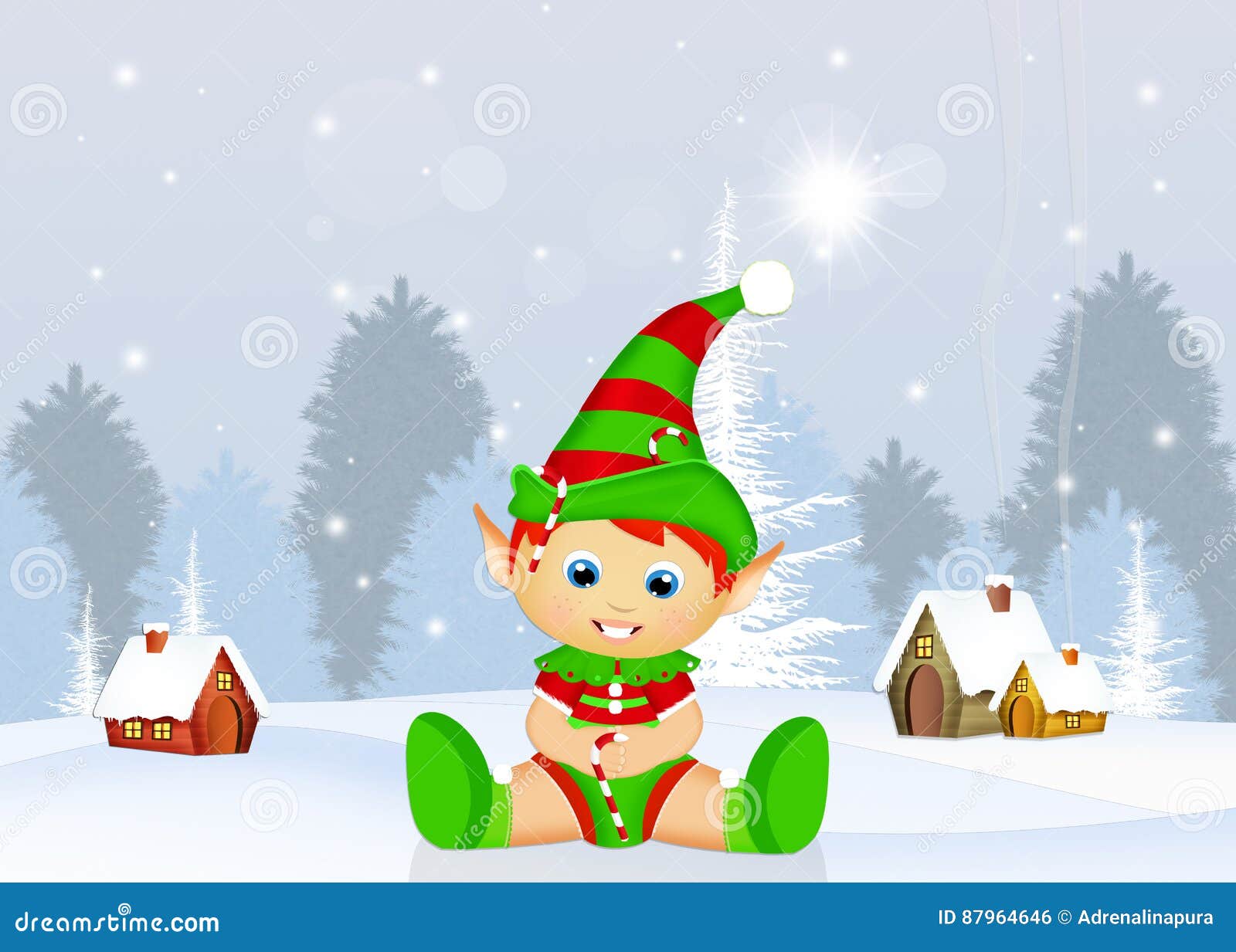 Elf baby stock illustration. Illustration of candy, green - 87964646