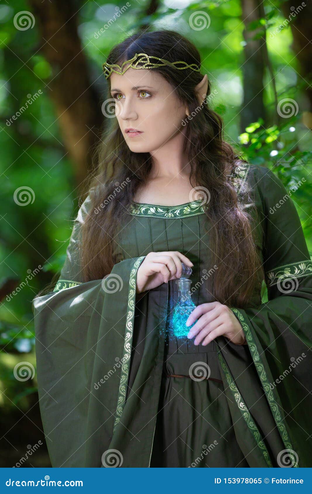 Elf with a Bottle of Magic Potion Stock Image - Image of hunter ...
