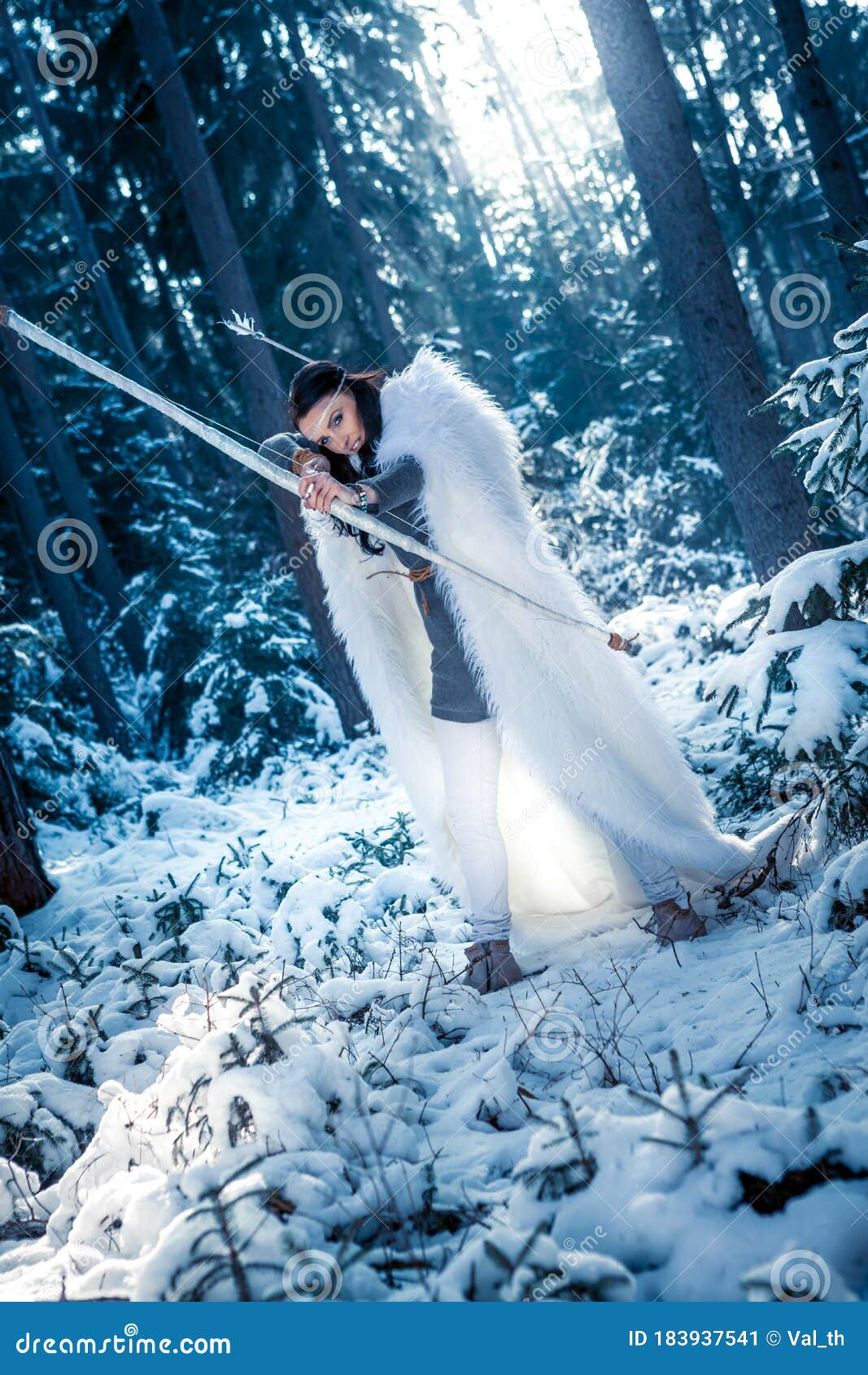 Elf with a bow stock image. Image of beautiful, amazon - 183937541