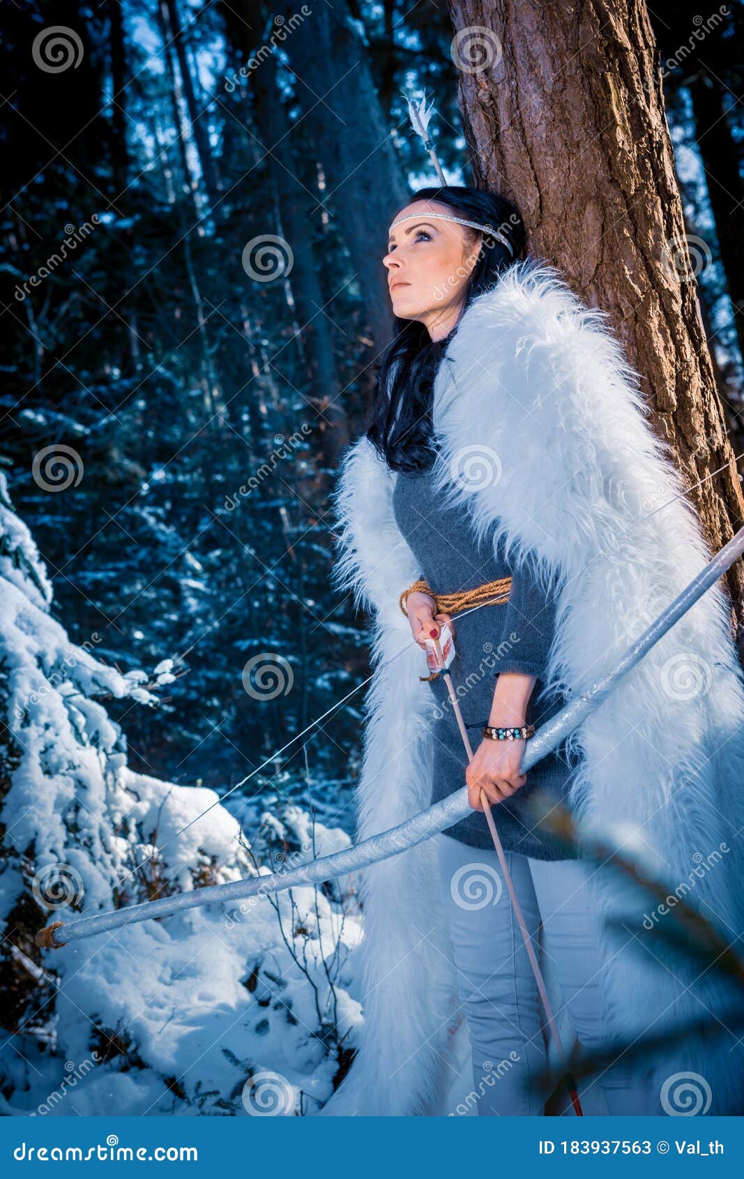 Elf with a bow stock image. Image of arms, people, girl - 183937563