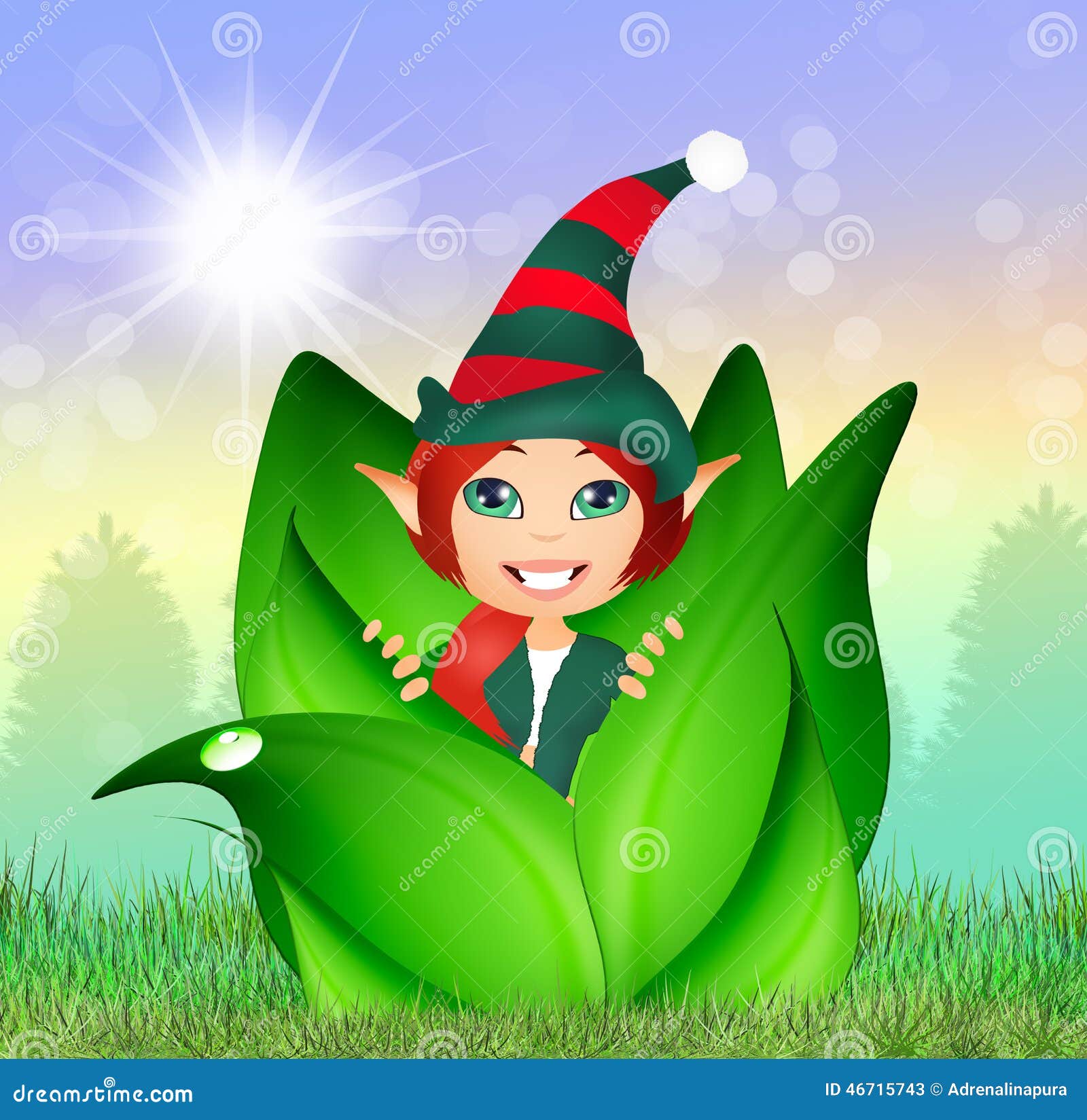 Elf in the bud stock illustration. Illustration of leaves - 46715743