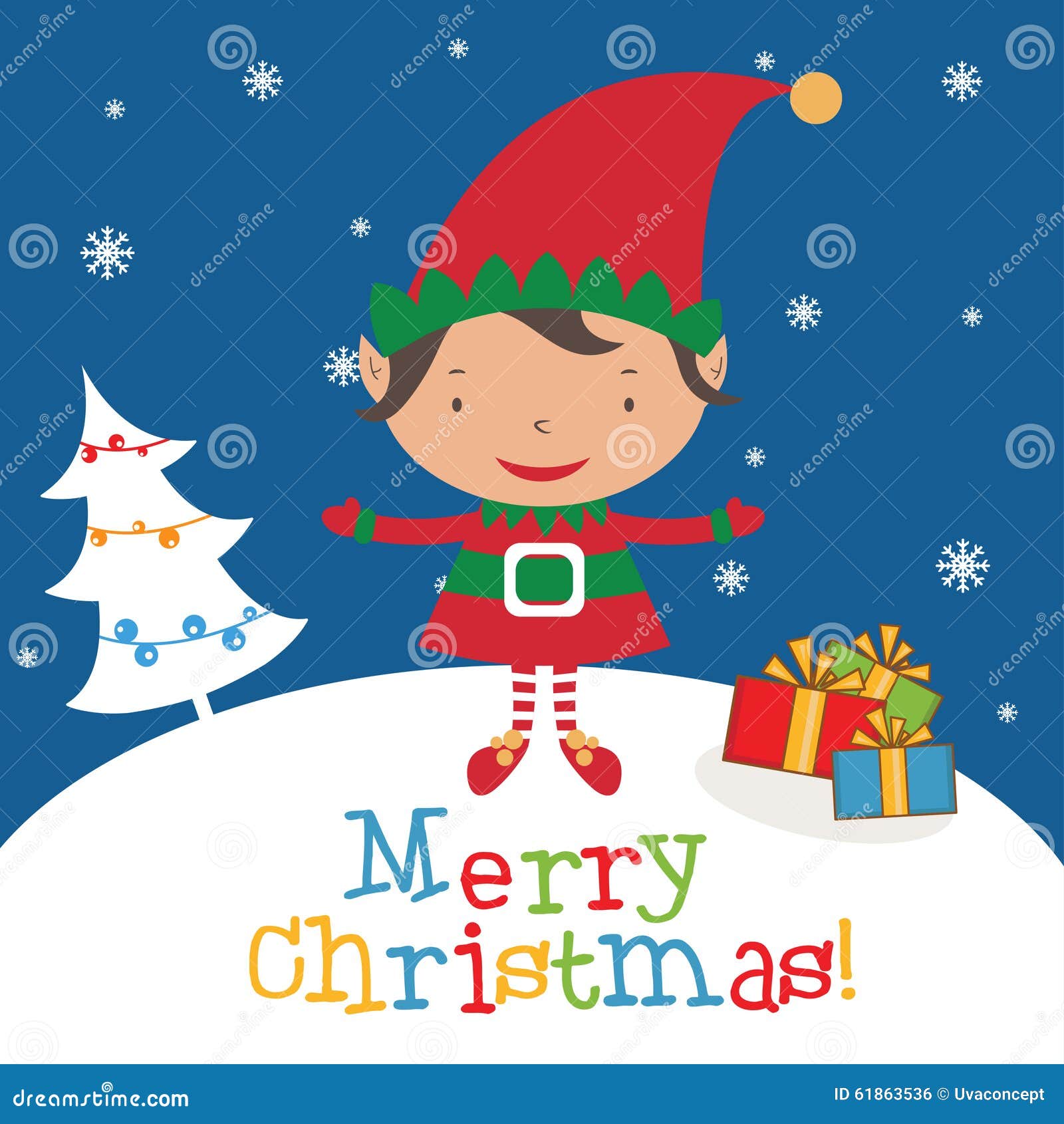 Elf Card template. Vector stock vector. Illustration of drawing - 61863536