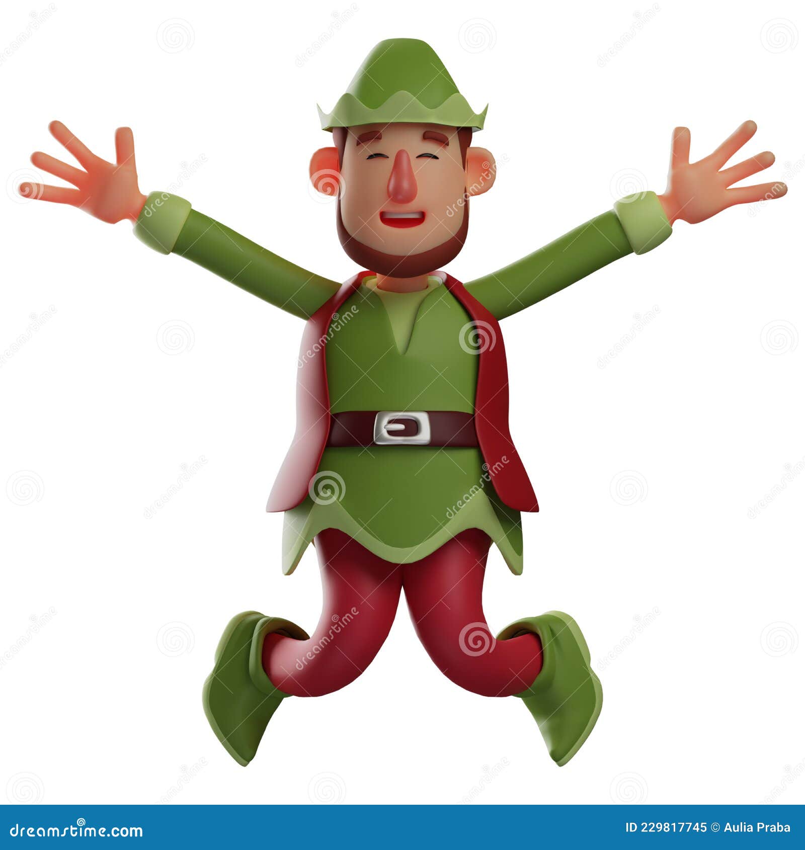 Elf Cartoon Illustration Jumping with a Smiley Face Stock Illustration ...