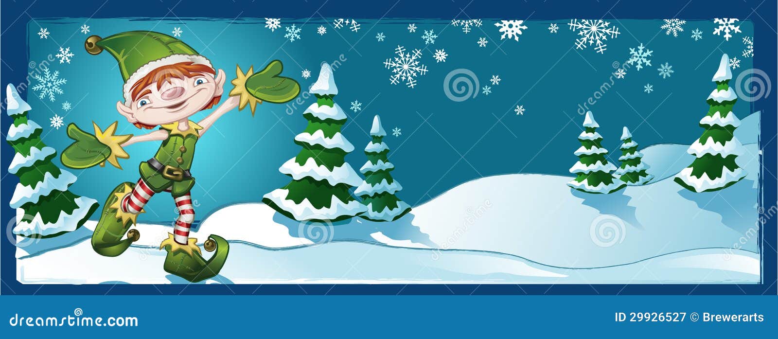 Elf Christmas Banner stock vector. Illustration of magical - 29926527