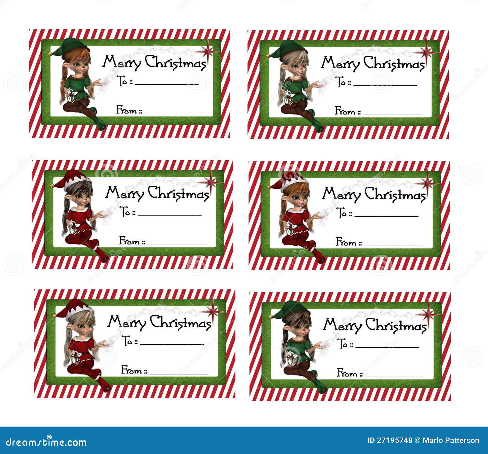 Elf Christmas Gift Tags stock illustration. Illustration of stickers ...