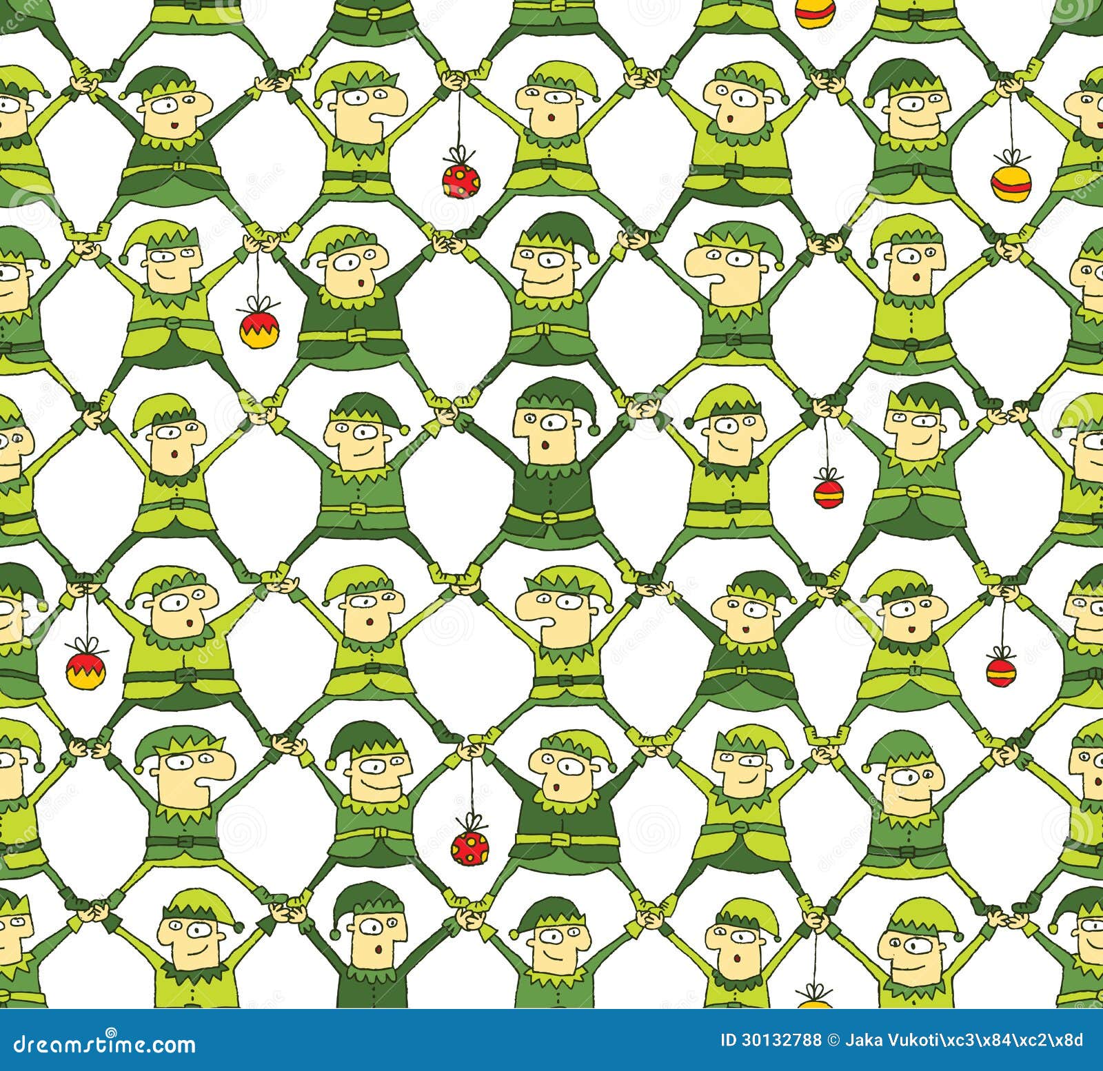 Elf Christmas Pattern in Green Version Stock Vector - Illustration of ...