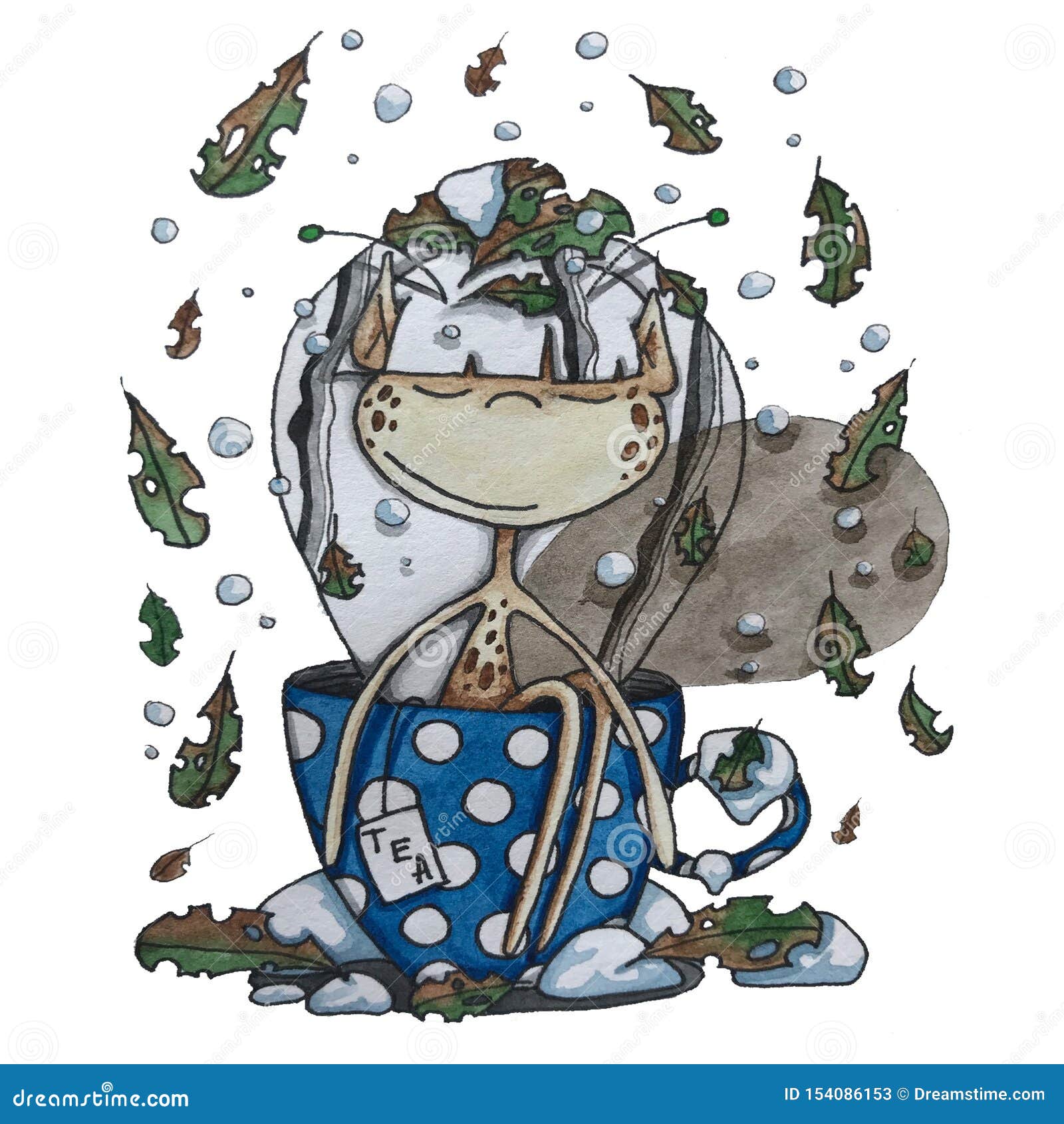 Elf in the cup stock image. Image of cute, child, snowing - 154086153
