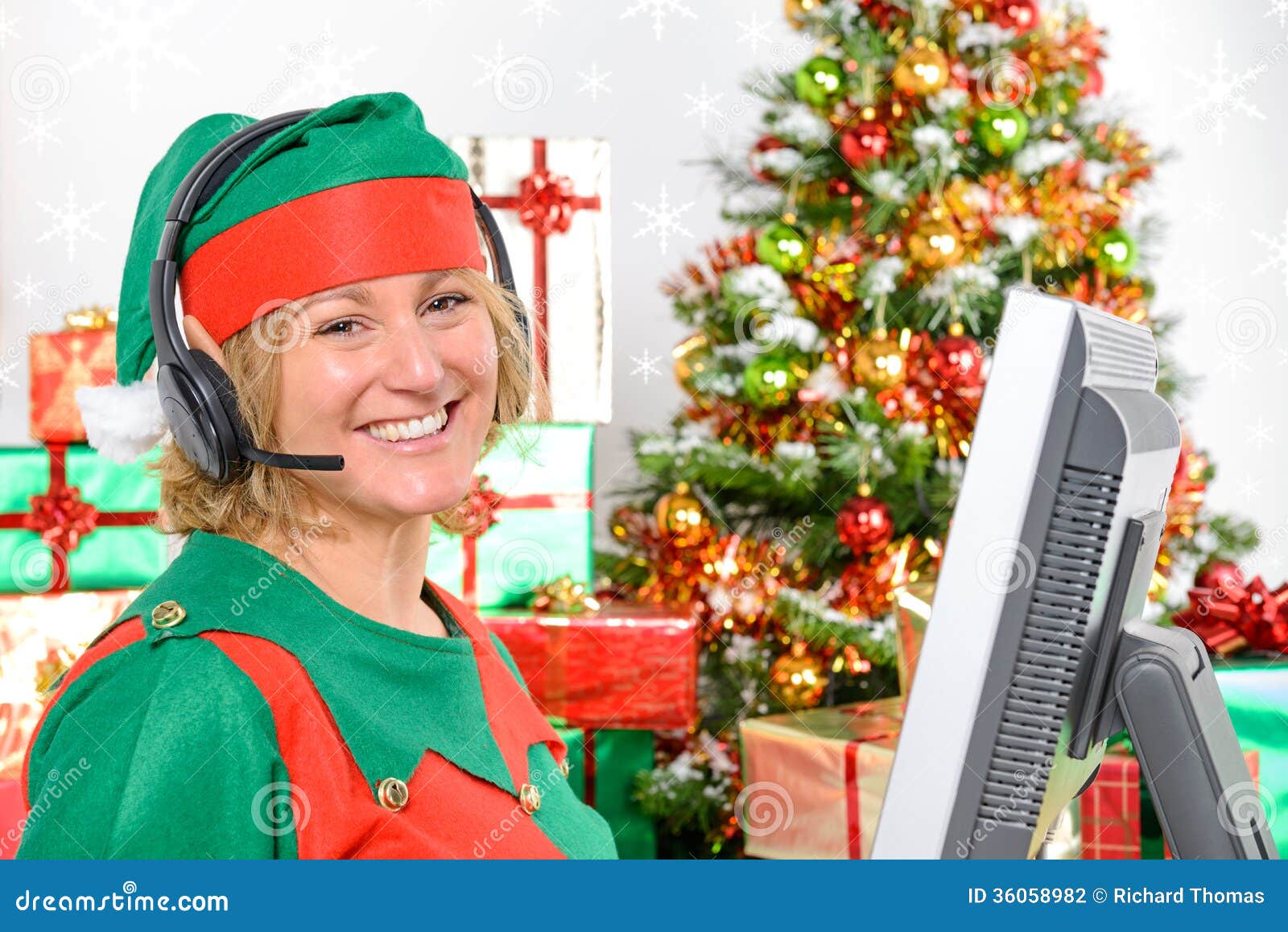 Elf customer support stock photo. Image of outfit, festive - 36058982