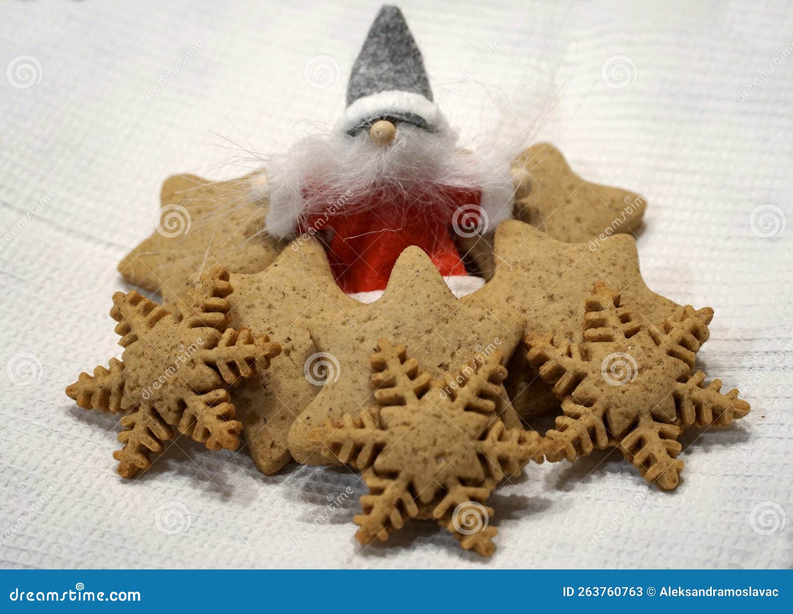 An Elf Doll Surrounded by Homemade Fresh Gingerbread Stock Image ...
