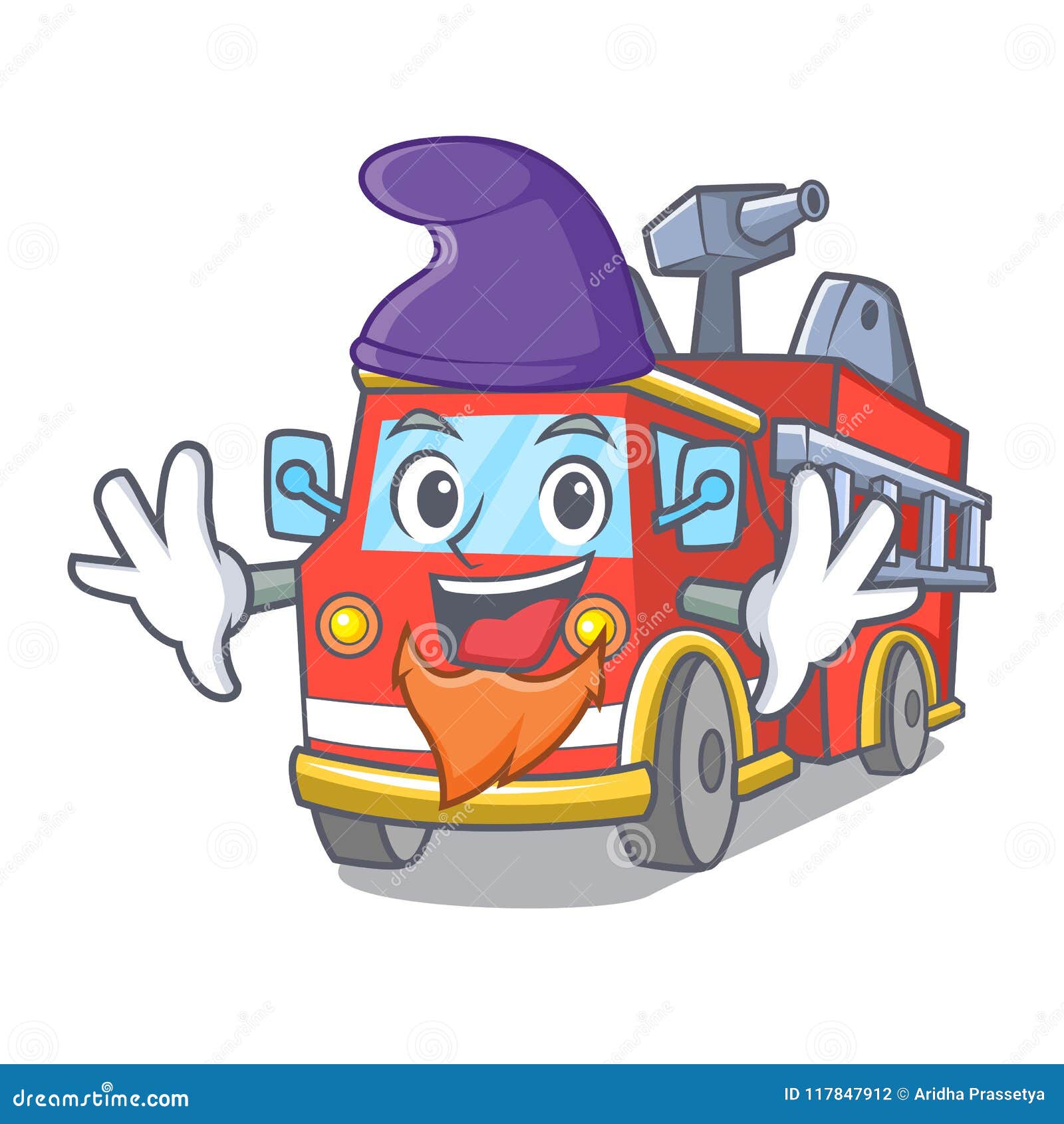 Elf Fire Truck Character Cartoon Stock Vector - Illustration of service ...