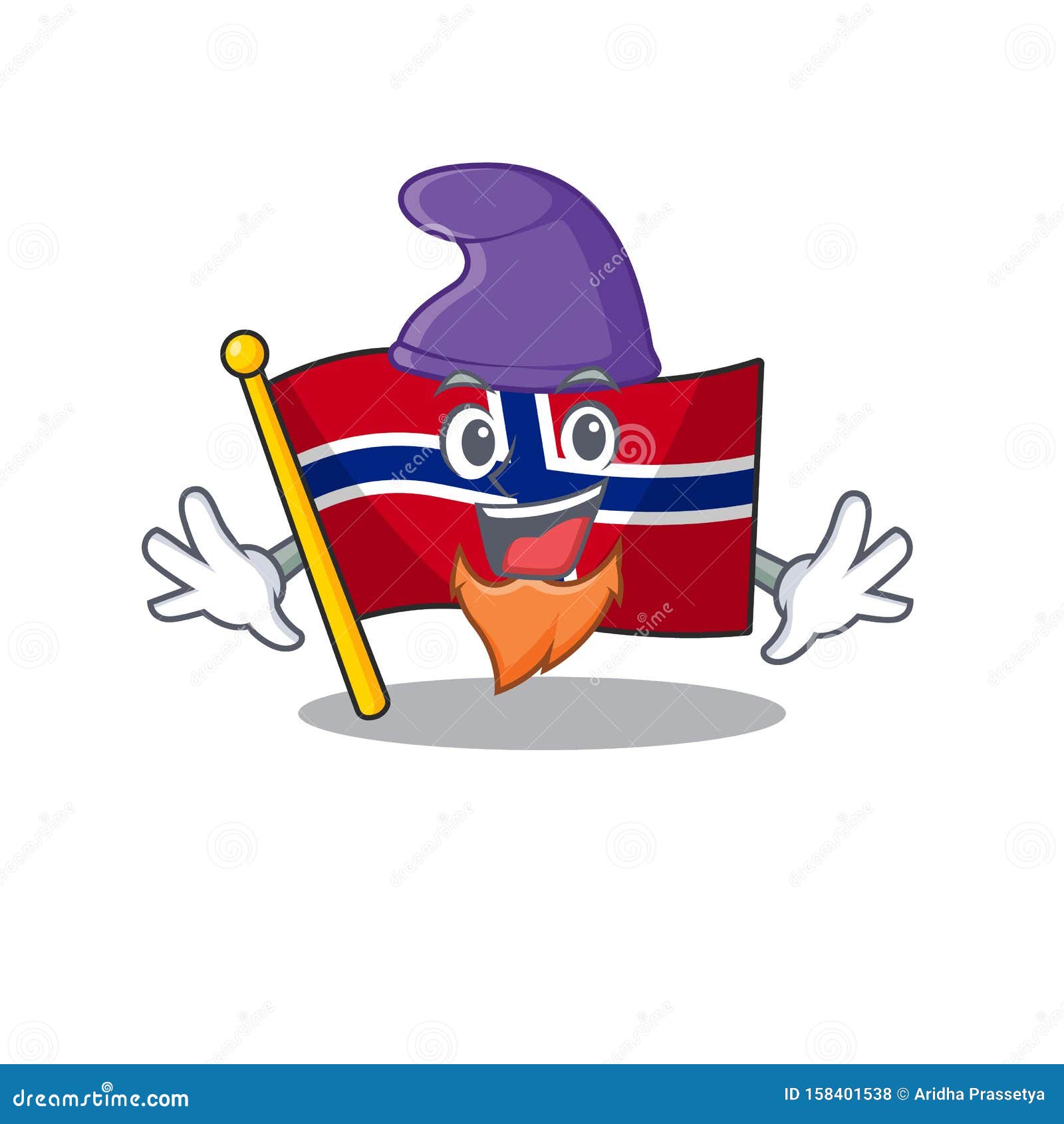 Elf Flag Norway Character Shaped on Cartoon Stock Vector - Illustration ...