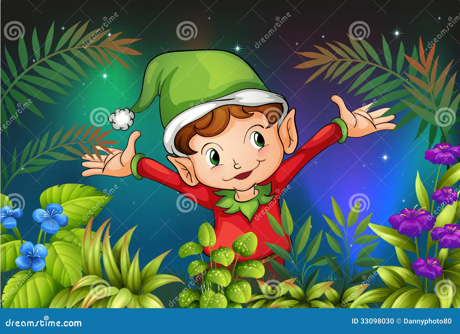 An elf at the garden stock vector. Illustration of plant - 33098030