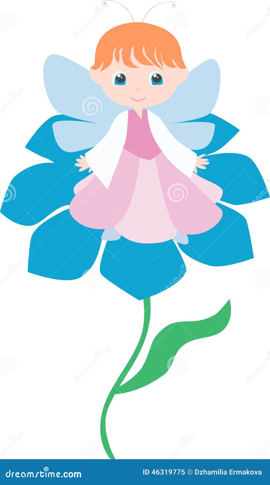 Elf girl on the flower stock vector. Illustration of enchantress - 46319775