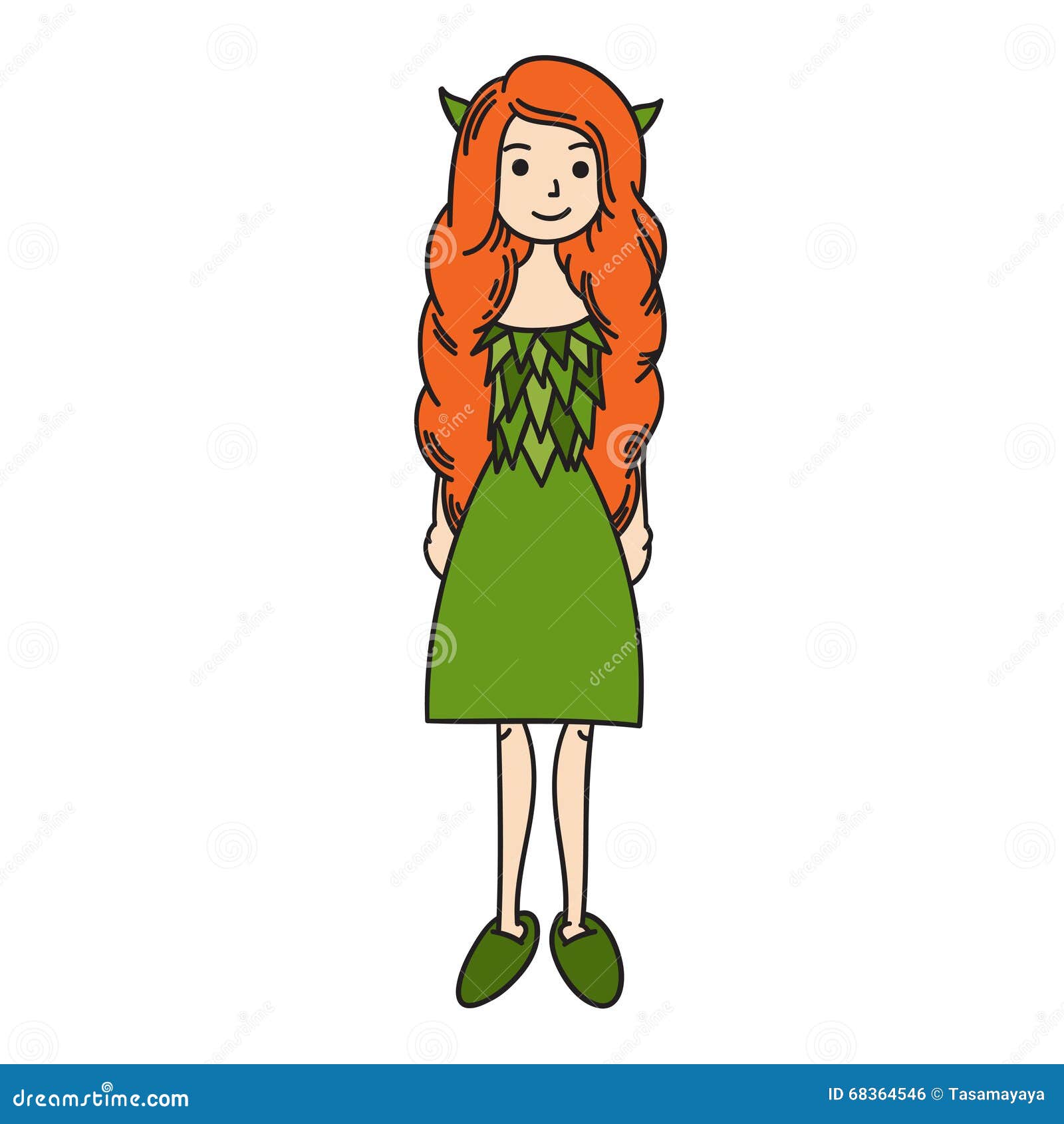 Elf Girl Forest Fantasy Vector Hand Drawn Stock Vector - Illustration ...