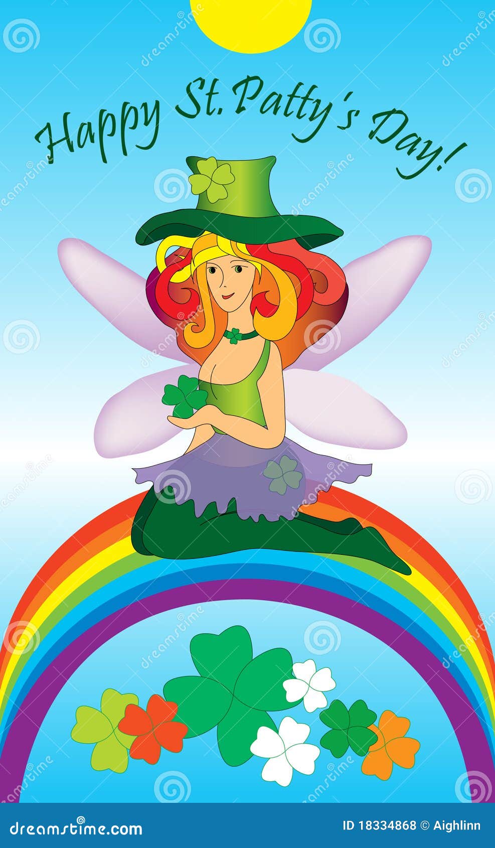 Elf girl and the rainbow stock illustration. Illustration of mythology ...