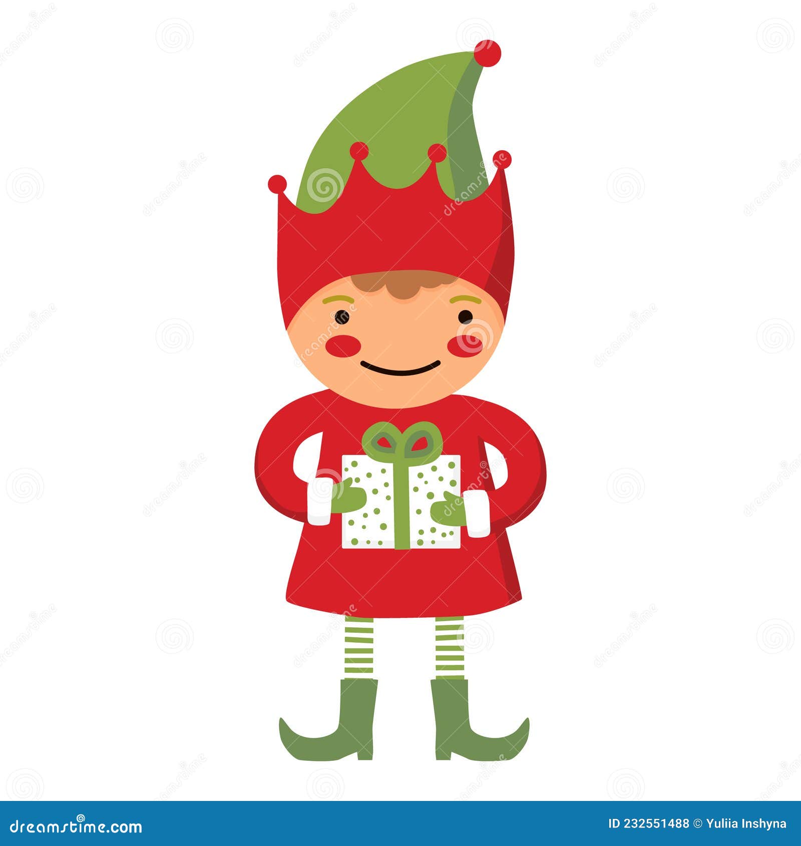 Elf Hand Drawn Christmas Illustration Stock Vector - Illustration of ...