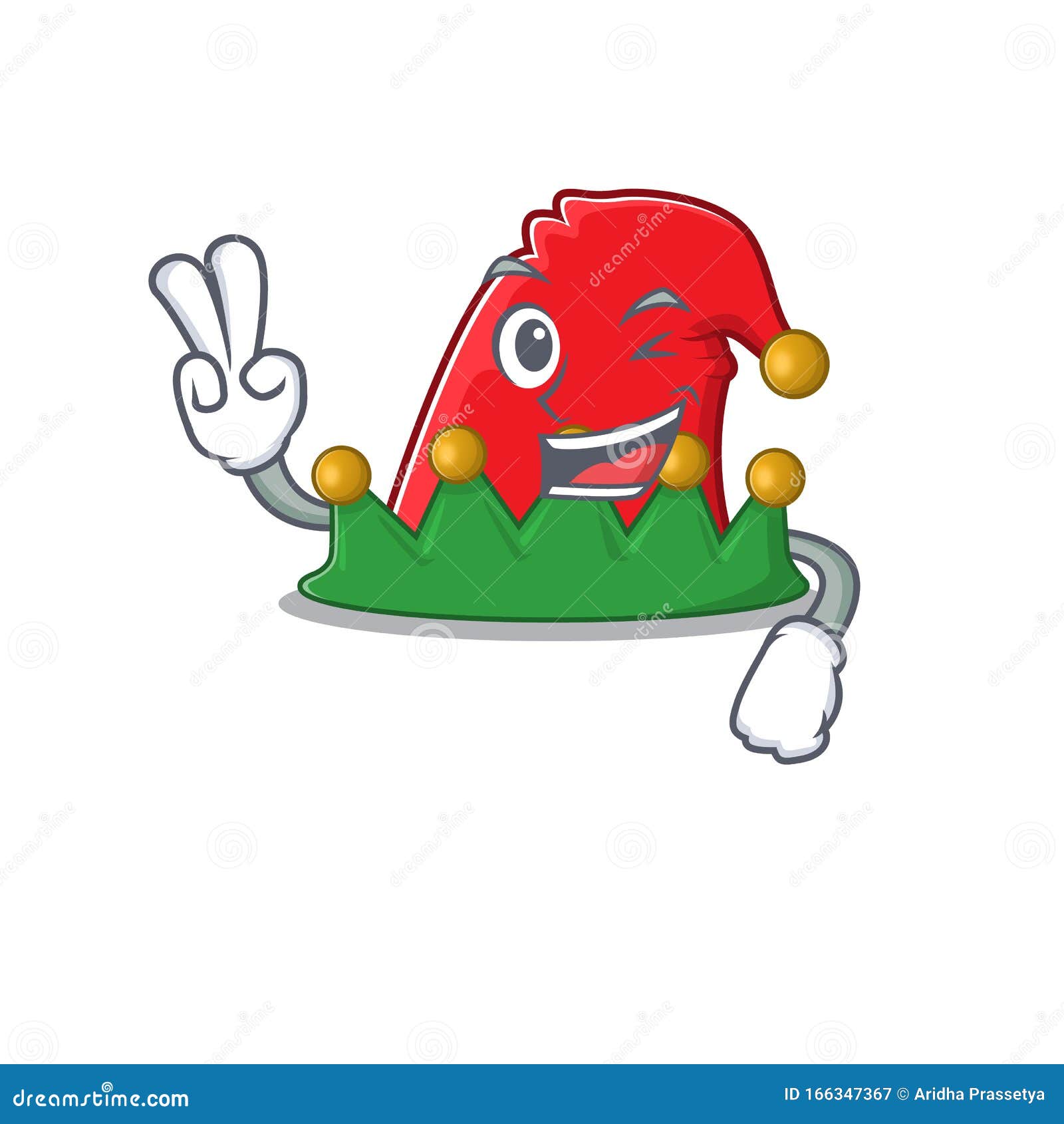Elf Hat Character Cartoon Style with Two Fingers Stock Vector ...