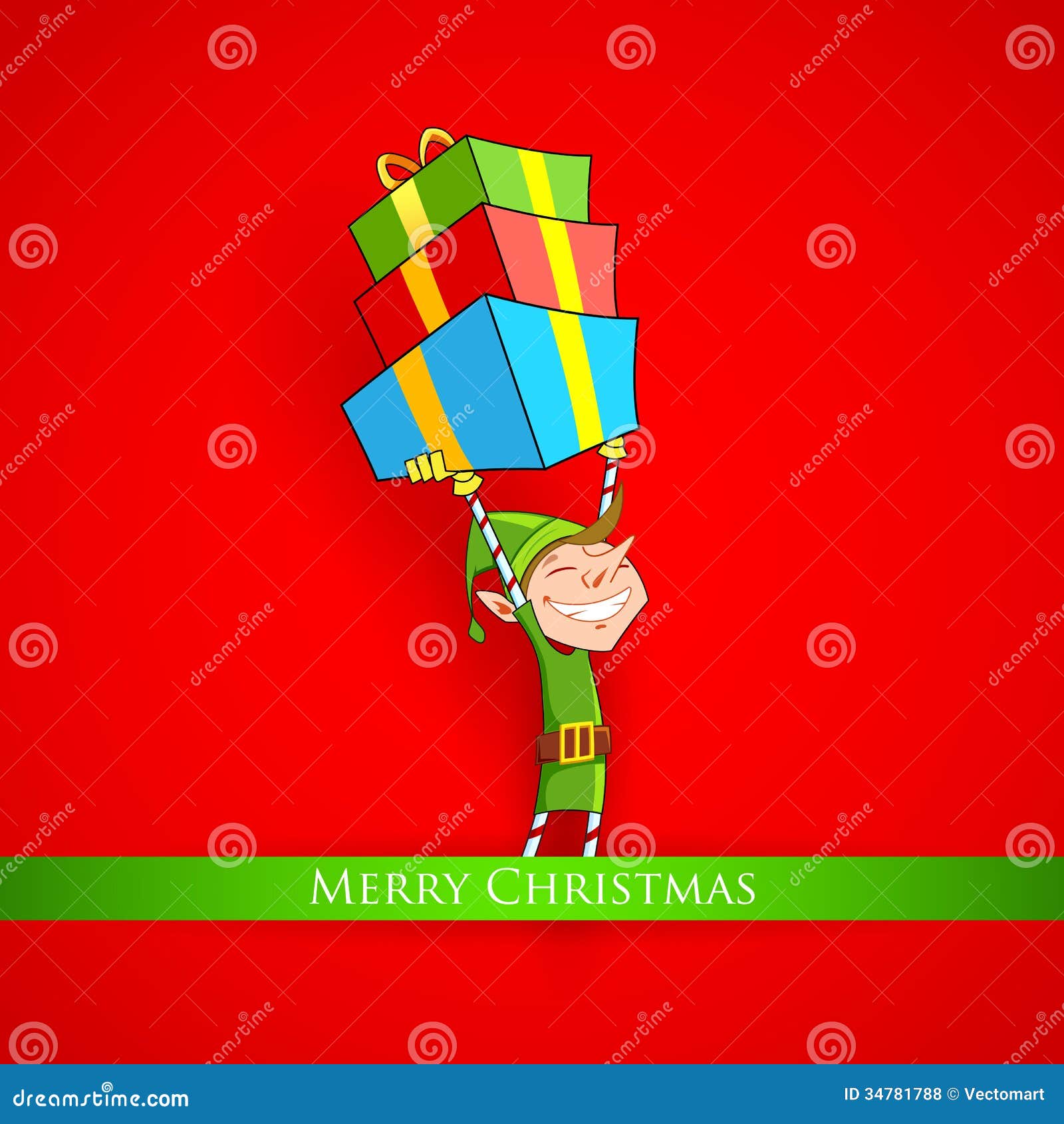 Elf Holding Christmas Gifts Stock Vector - Illustration of occasion ...