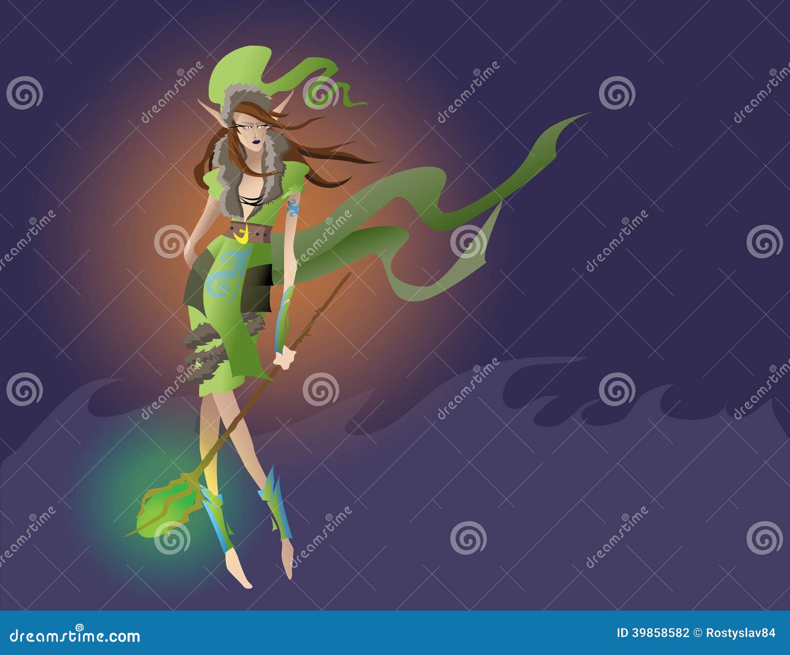 Elf stock vector. Illustration of woman, wood, light - 39858582