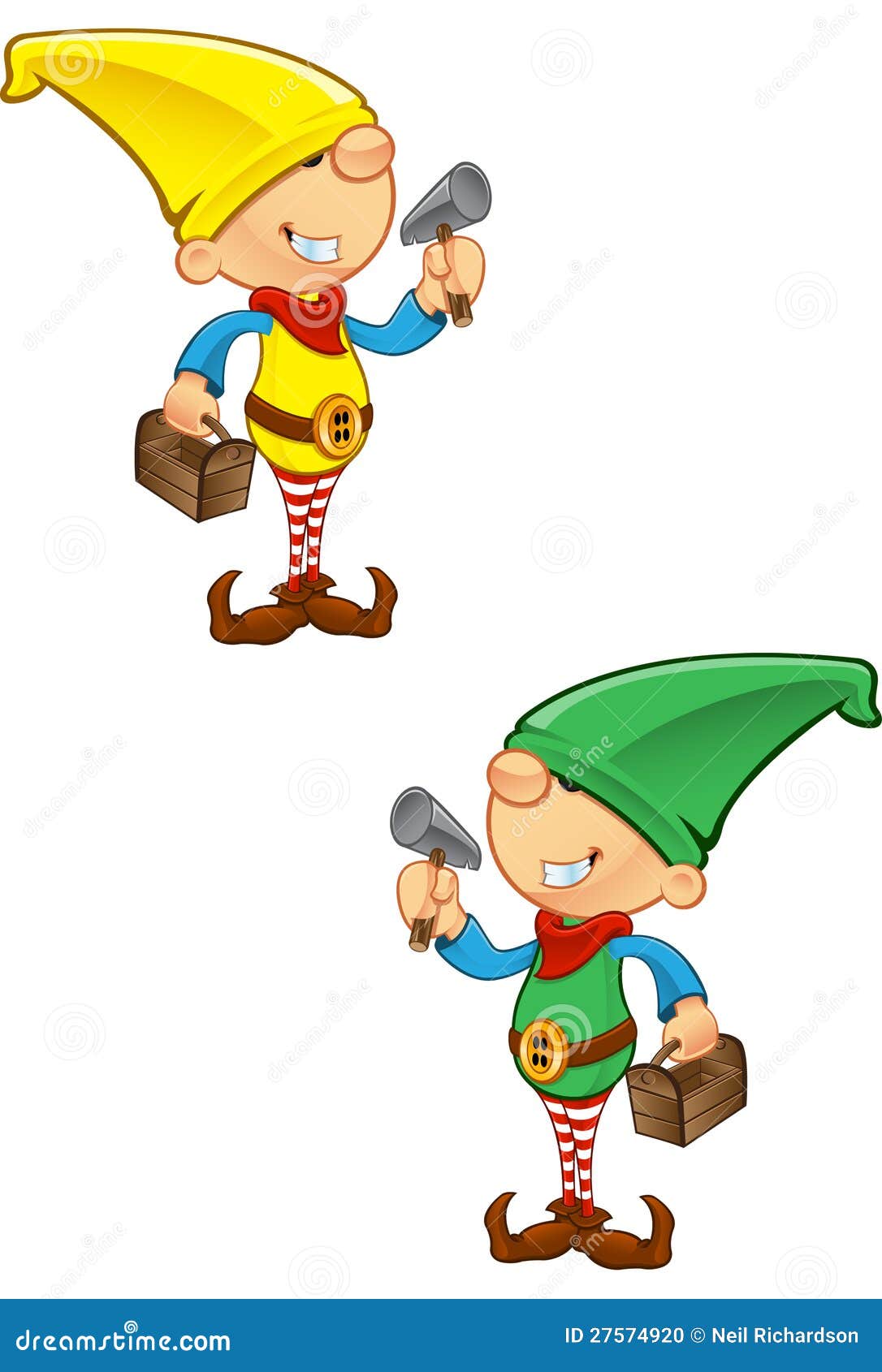Elf Mascot - Hammer and Toolbox Stock Vector - Illustration of festive ...