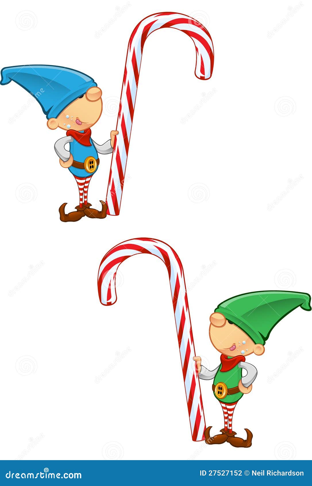 Elf Mascot - Holding a Candy Cane Stock Vector - Illustration of ...
