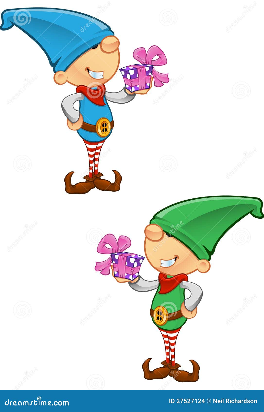Elf Mascot - Holding a Present Stock Vector - Illustration of xmas ...