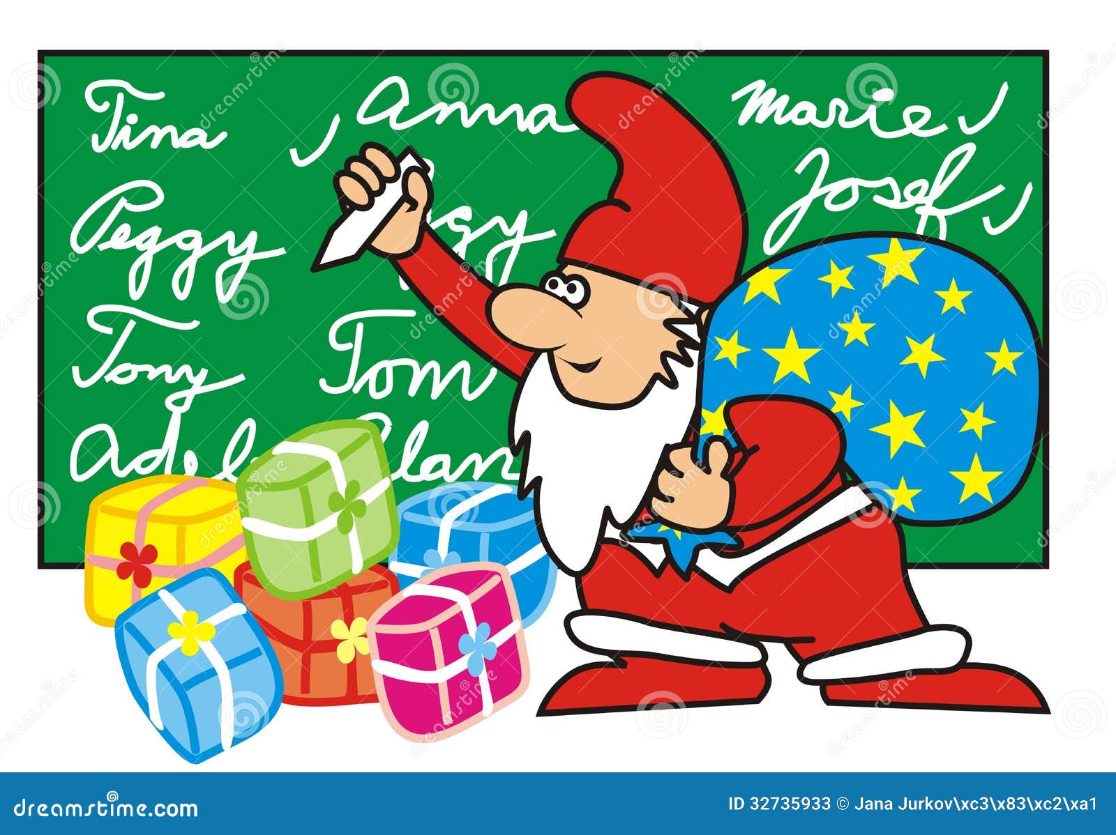 Elf - Santa Claus stock vector. Illustration of gift - 32735933