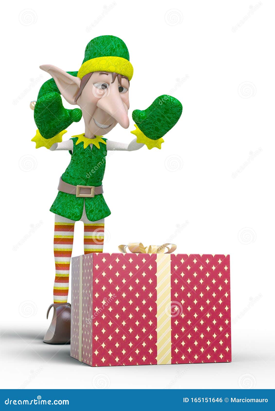 Elf Santa Helper Will Get the Gift Box Stock Illustration ...